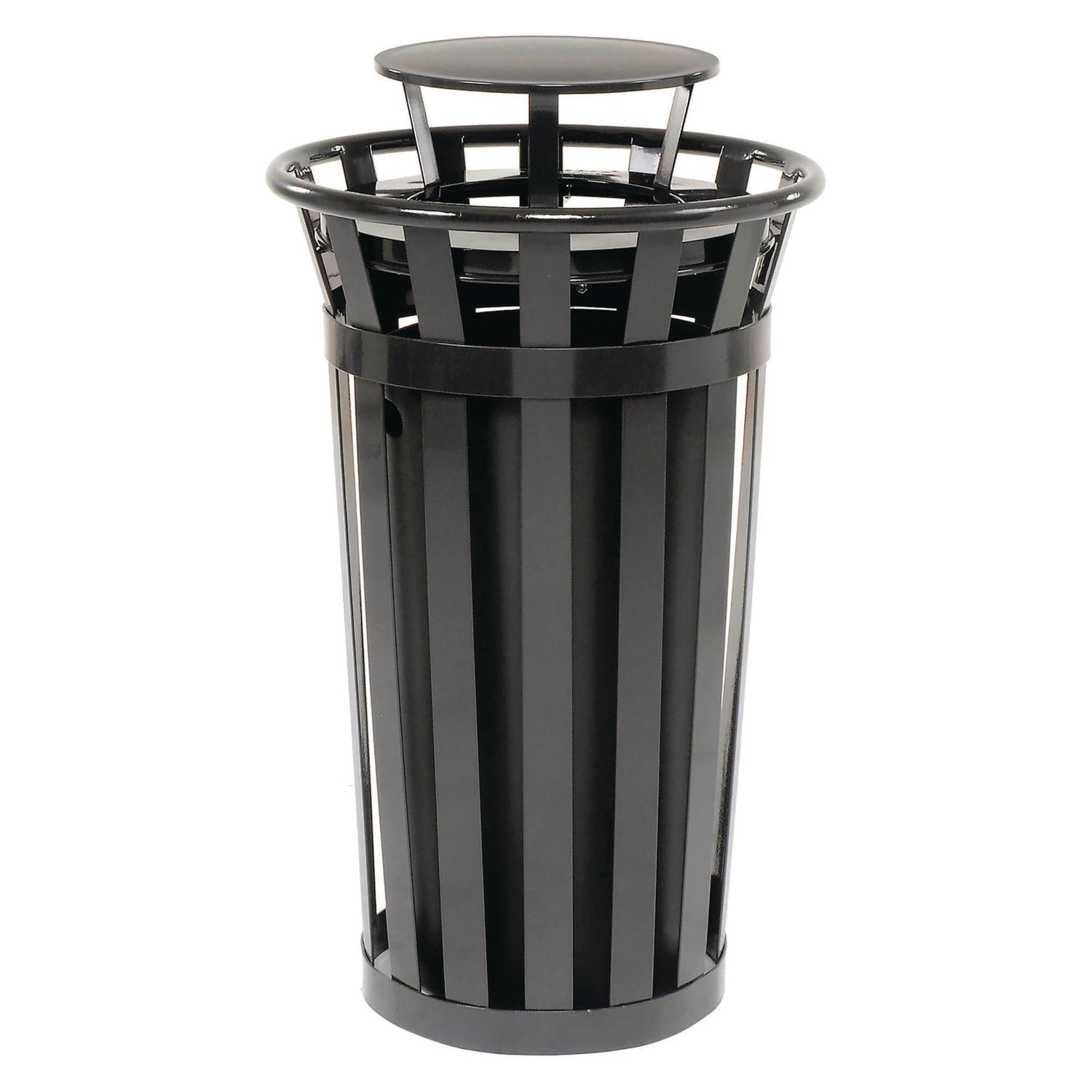 Global Industrial® Outdoor Slatted Steel Trash Can, Rain Bonnet Lid, 2 ...