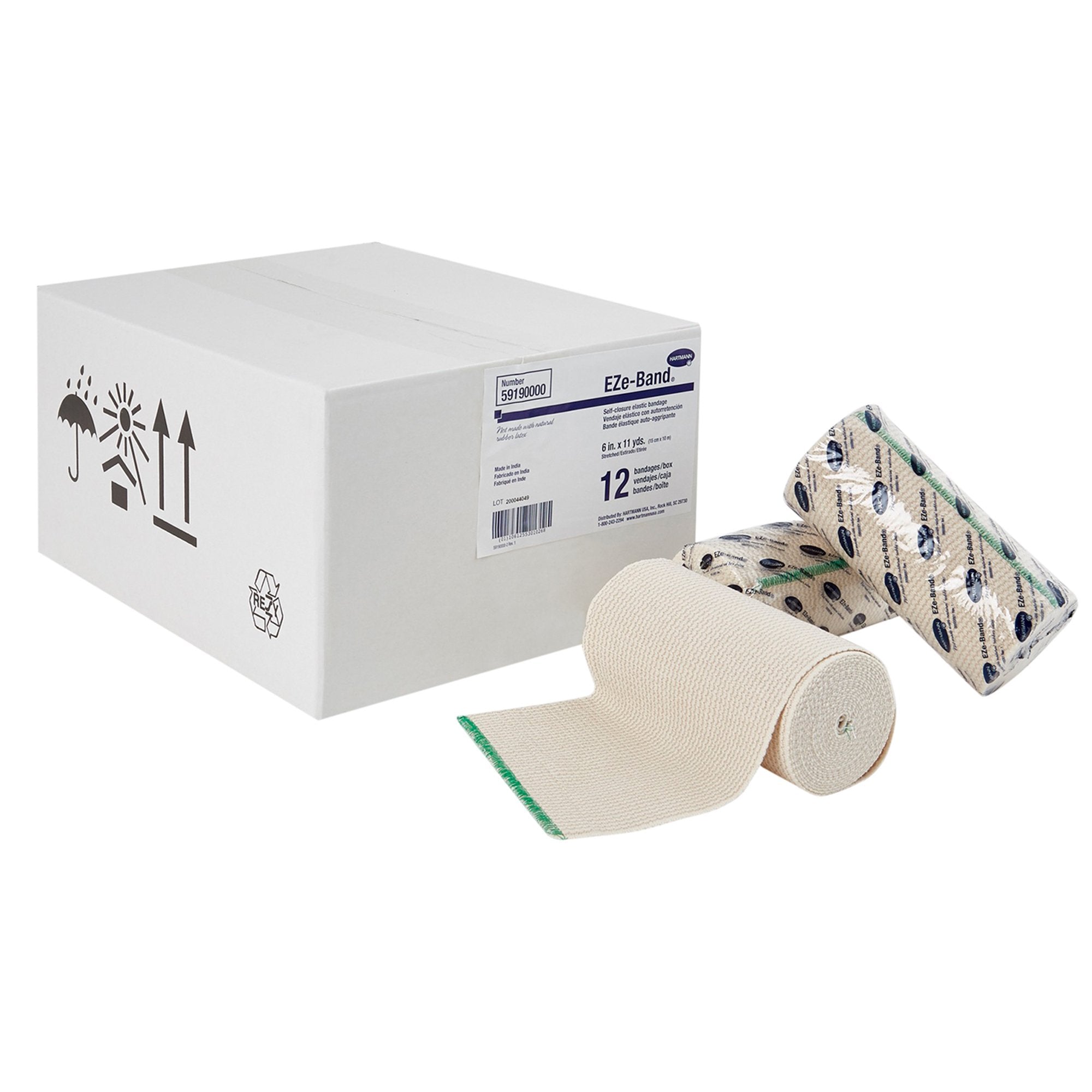 EZe-Band® LF Elastic Bandage 6 Inch X 11 Yard Double Length Double Hoo ...