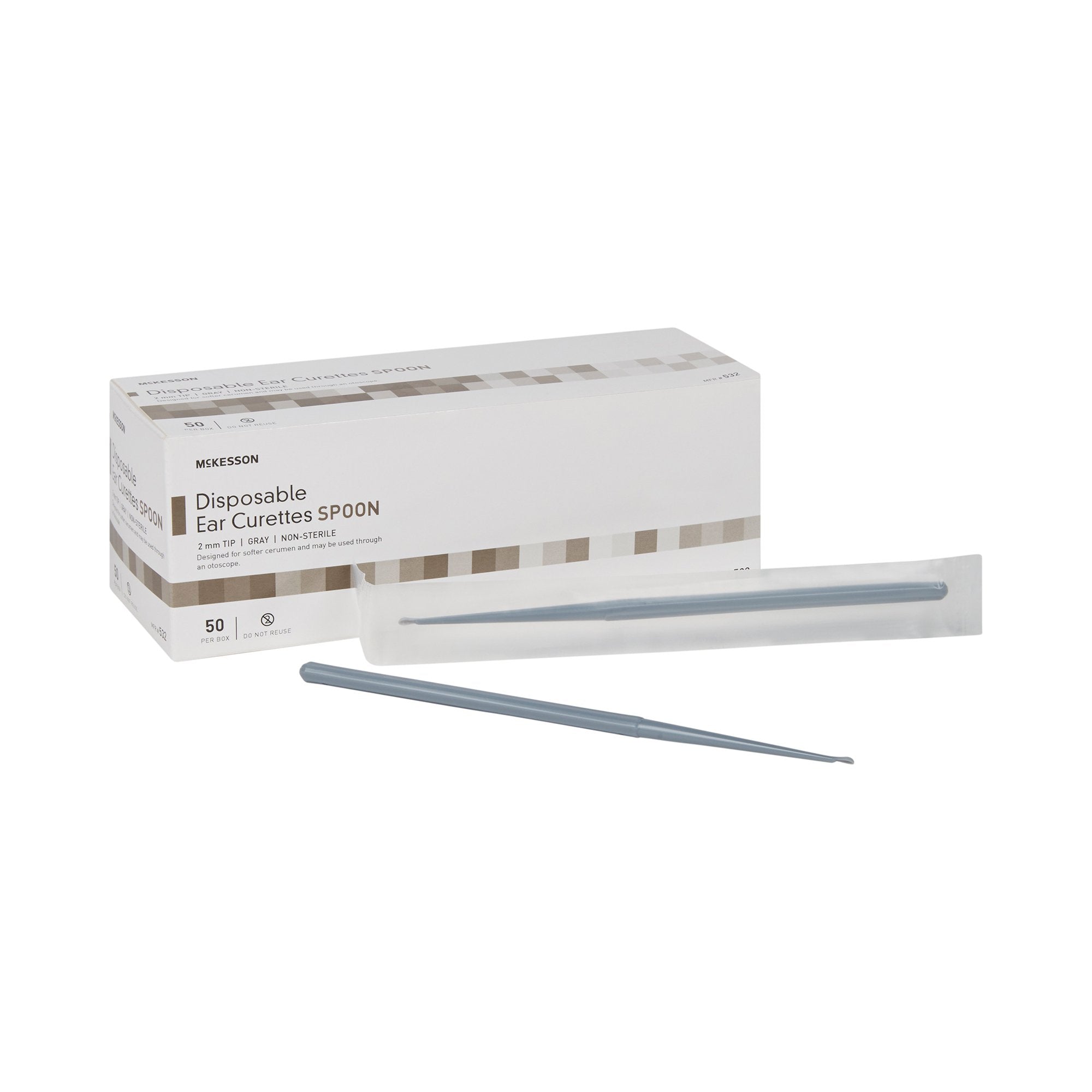 McKesson Ear Curette Handle with Grooves 2 mm Tip Cup Tip (911819_CS ...