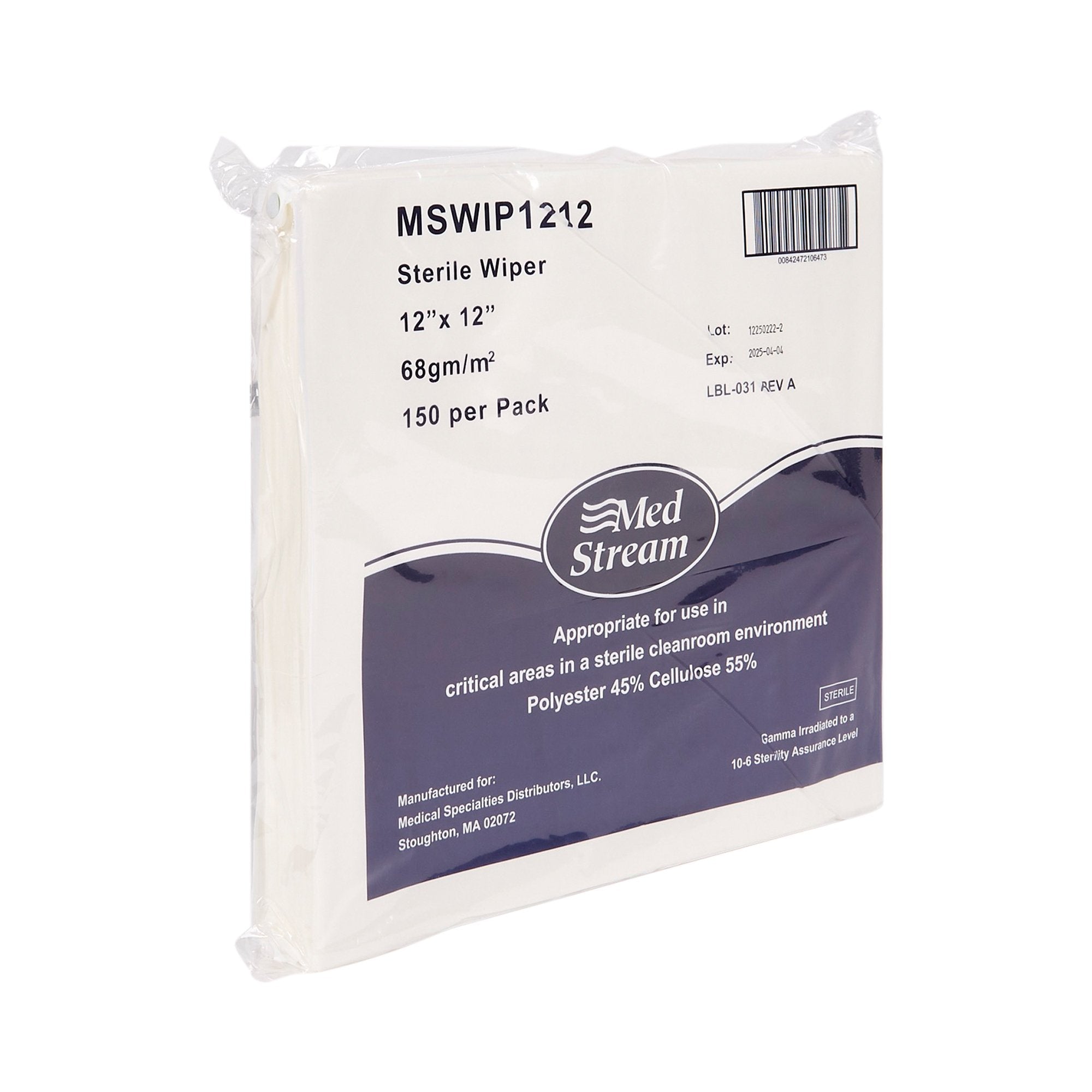 McKesson Cleanroom Wipe ISO Class 5 150 Count Bag 12 X 12 Inch Sterile ...