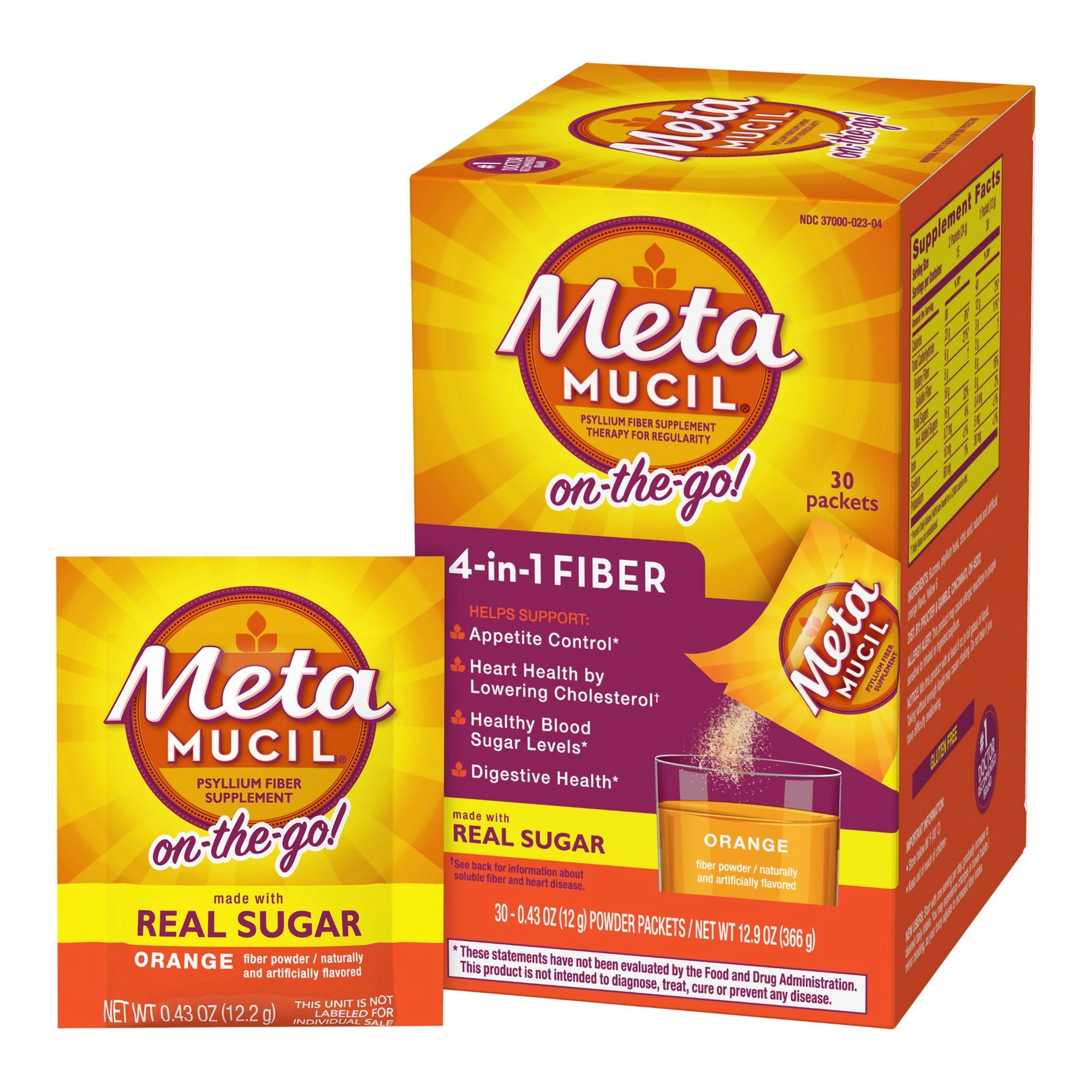 Metamucil® Fiber Supplement Orange Flavor Powder 30 per Box 3.4 Gram S ...