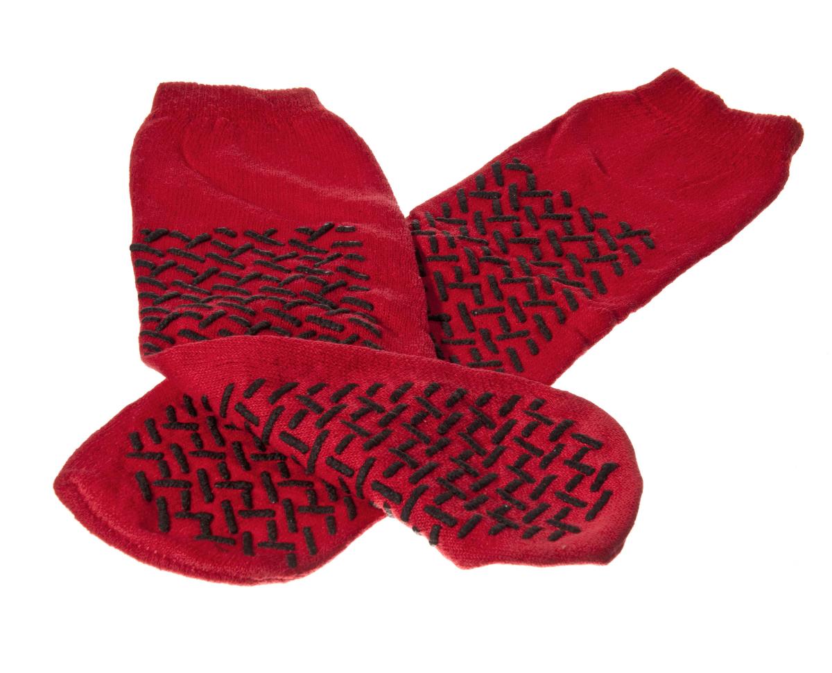 Double-Tread Fall Prevention Patient Slippers, Red, Size XL, 48/CS (MD ...