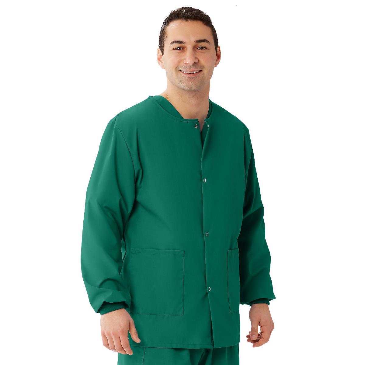 AngelStat Unisex Snap-Front Warm-Up Scrub Jacket, Emerald, Size XL, 1 ...