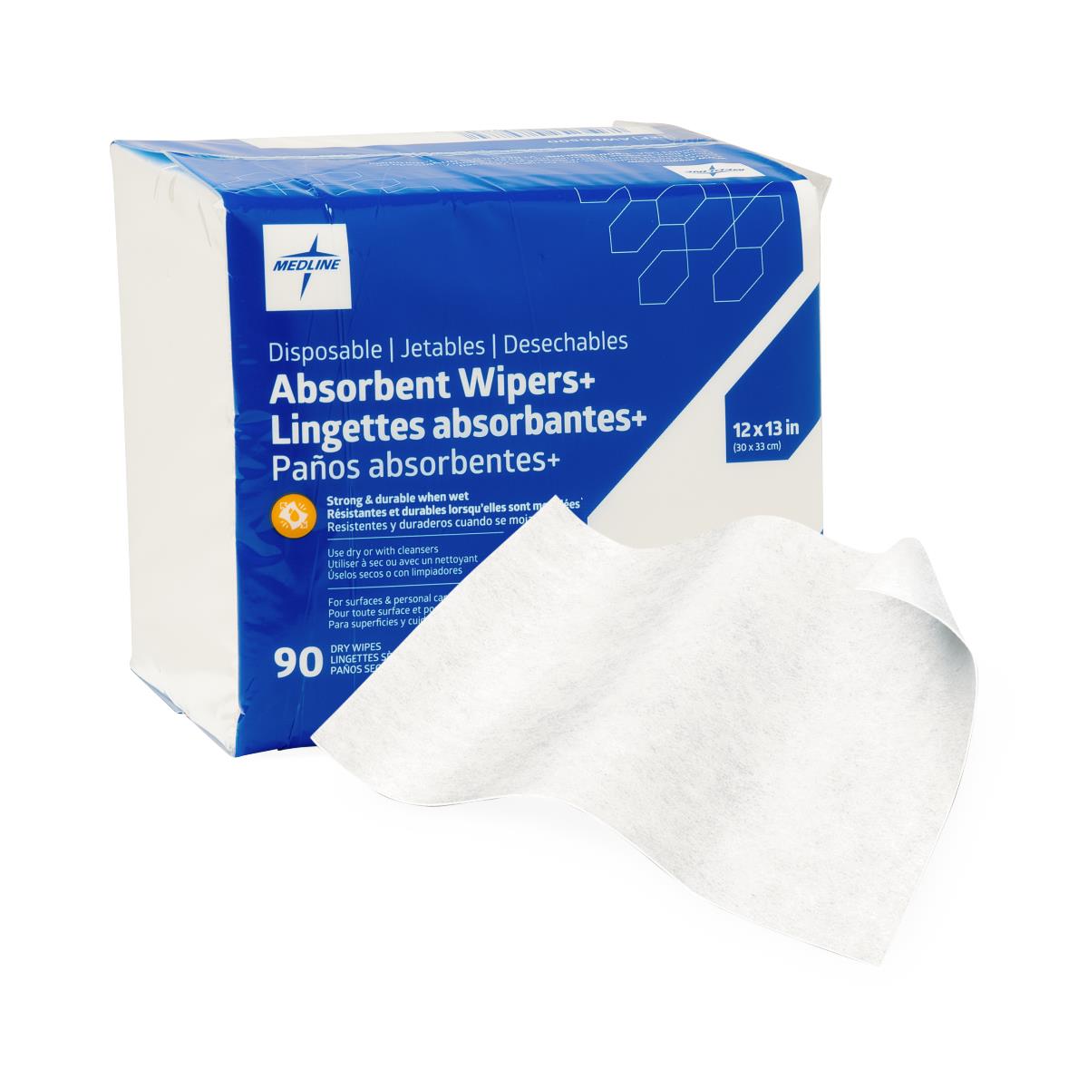 Absorbent Wipers+ Dry Wipes, 12" x 13", 90/Bag, 1080/CS (AWP0500) Case ...