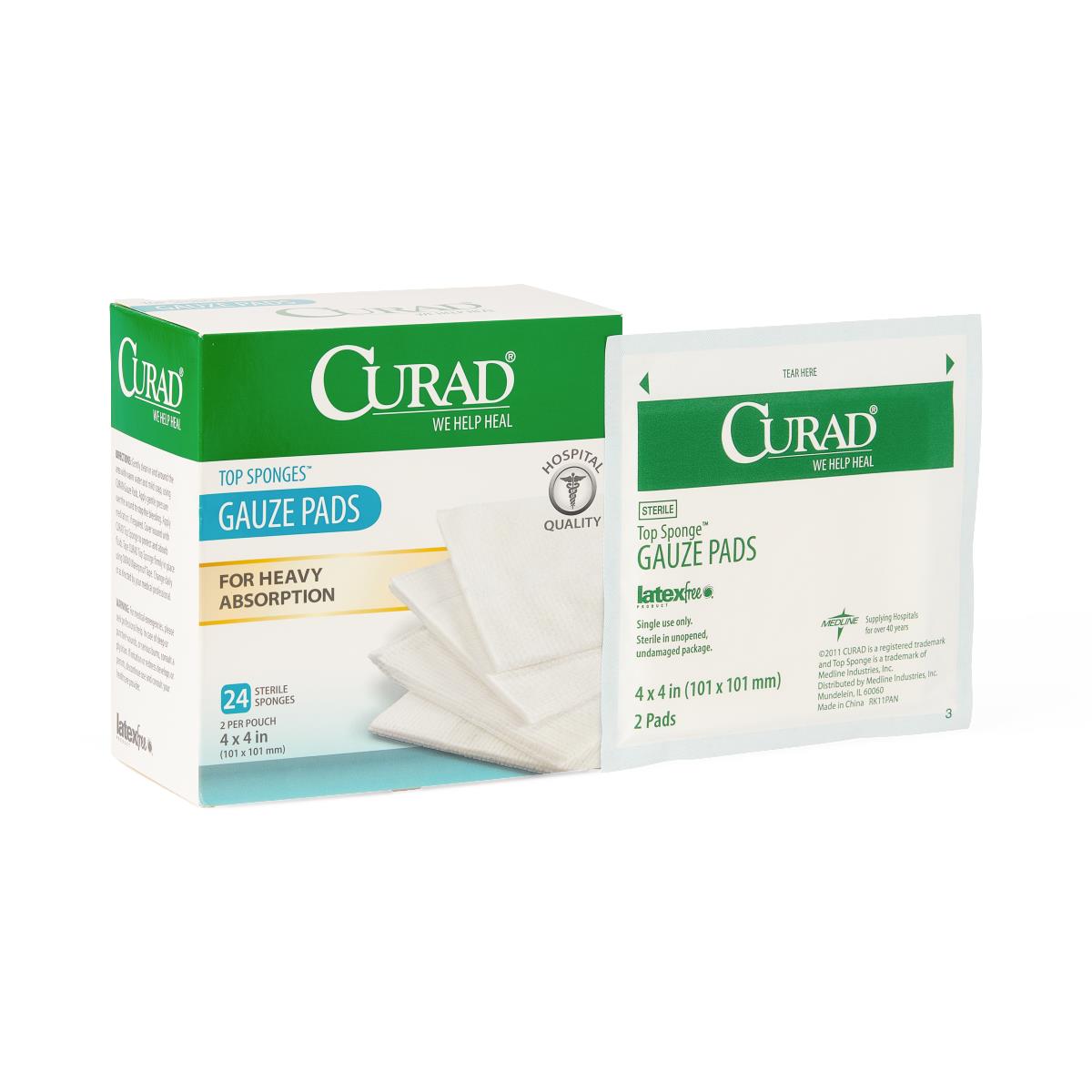 CURAD Sterile Post-Op Top Sponges Gauze Pads, 4" x 4", 24/CS (CUR21442 ...