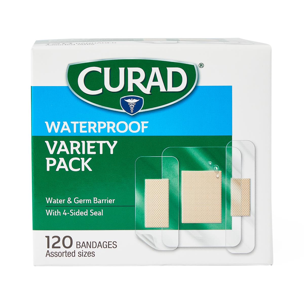 CURAD Waterproof Variety Pack Assorted Bandages, 120 Count/Box, 24/CS ...