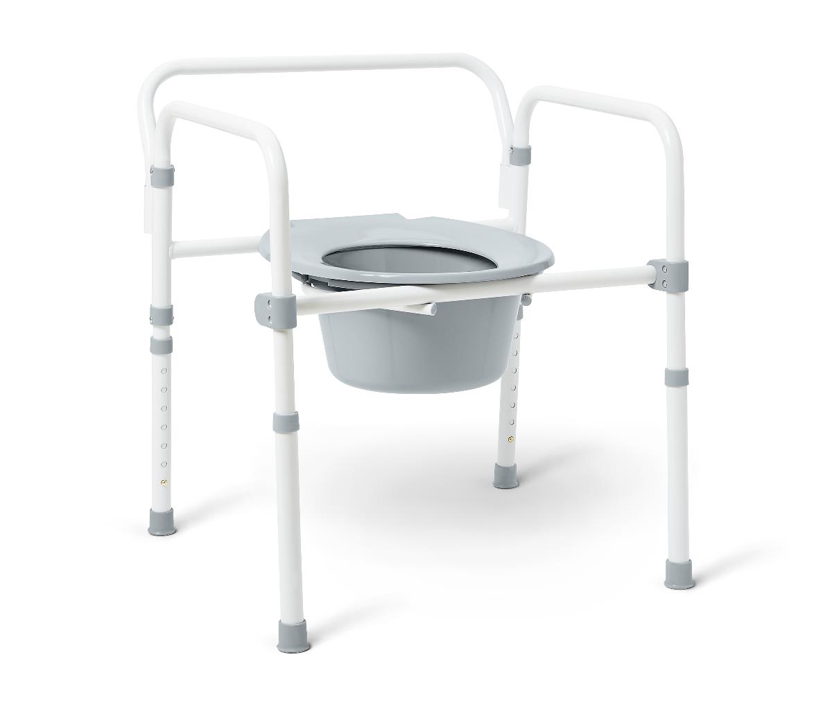 Economy Elongated Steel 3-in-1 Folding Commode, Includes Seat, Bucket ...