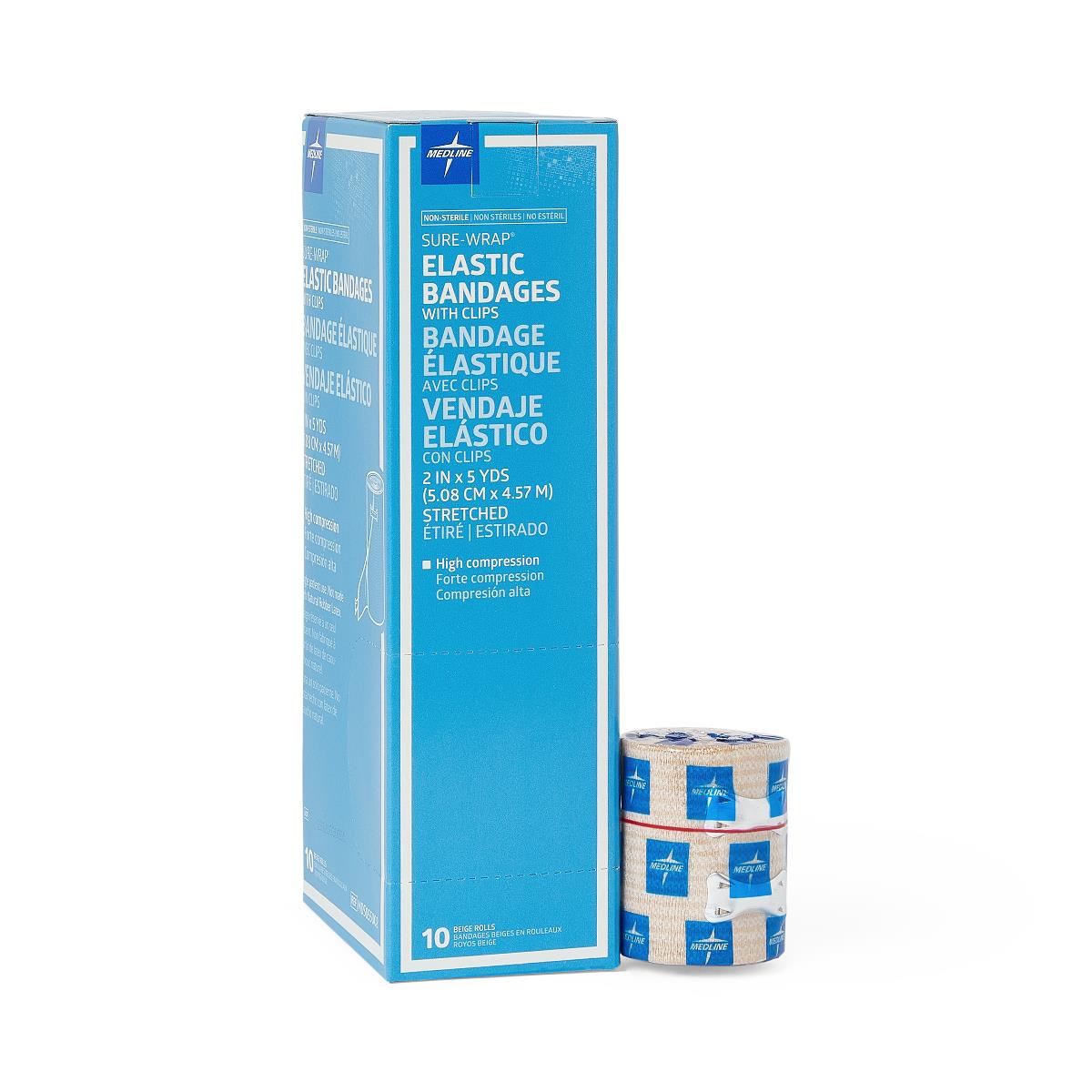 Sure-Wrap Elastic Bandage with Clips, 2" x 5 yd. (5.1 cm x 4.6 m), 50 ...