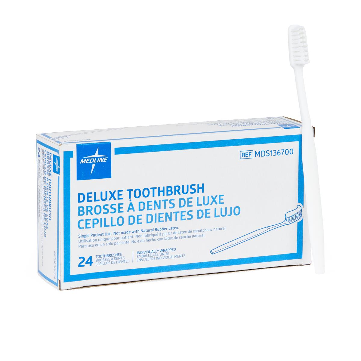 Deluxe Adult Toothbrush, Individually Wrapped, 24/BX (MDS136700Z) Box ...