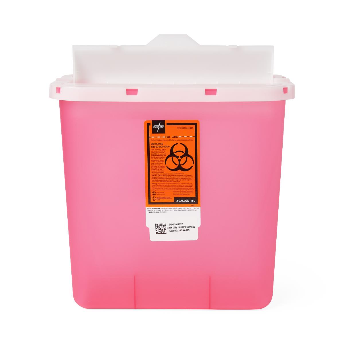 Patient Room Sharps Container with Counter-Balance Lid, Translucent Re ...
