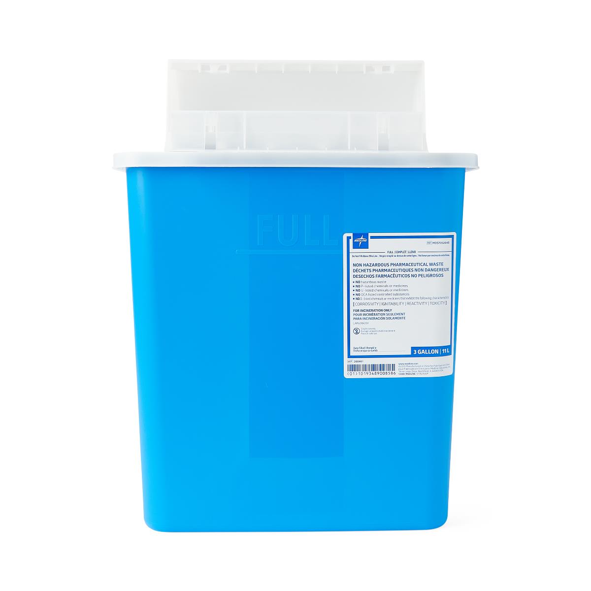 Pharmaceutical Waste Container with Flap Top, Blue, 3 gal., 10/CS (MDS ...