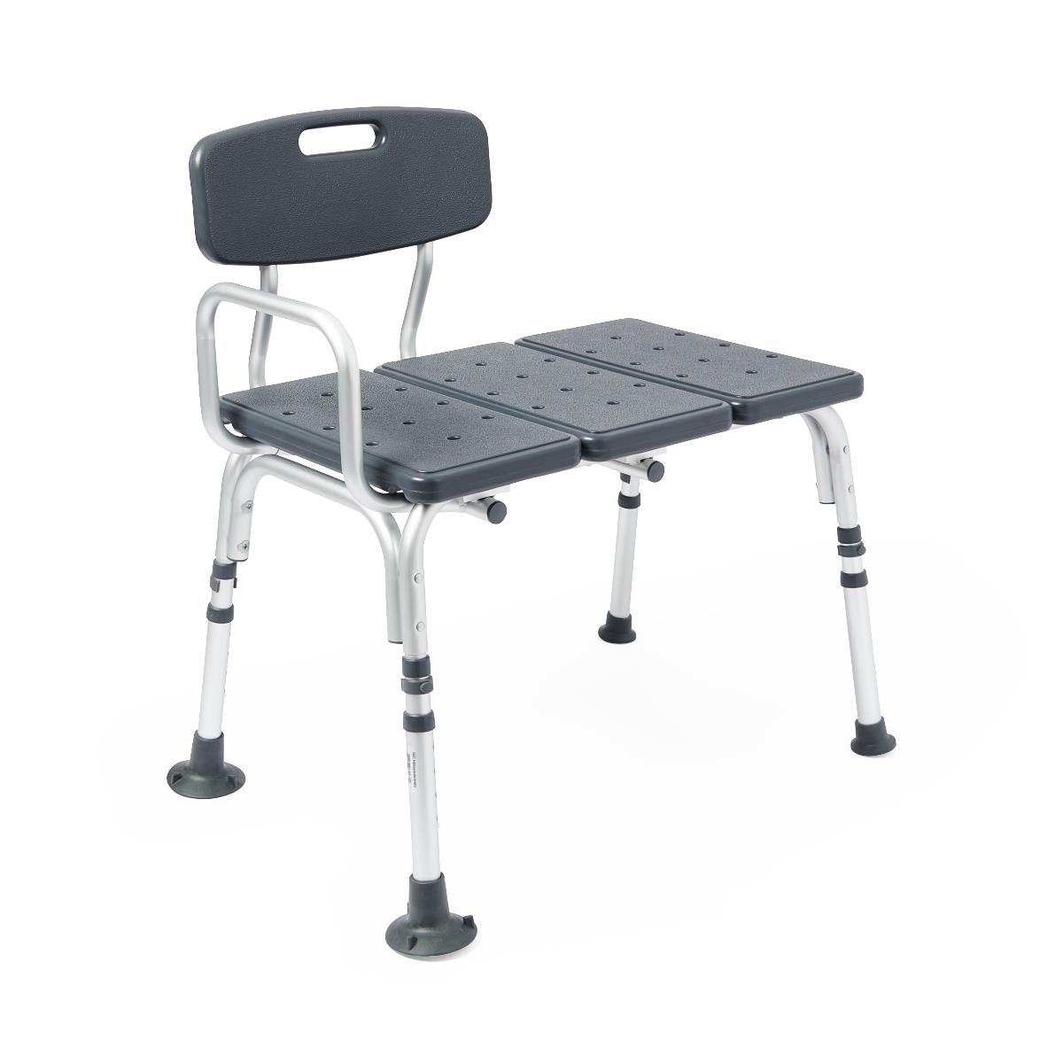 Knockdown Transfer Bench with Back and Microban Treatment, Gray, 1 EA ...
