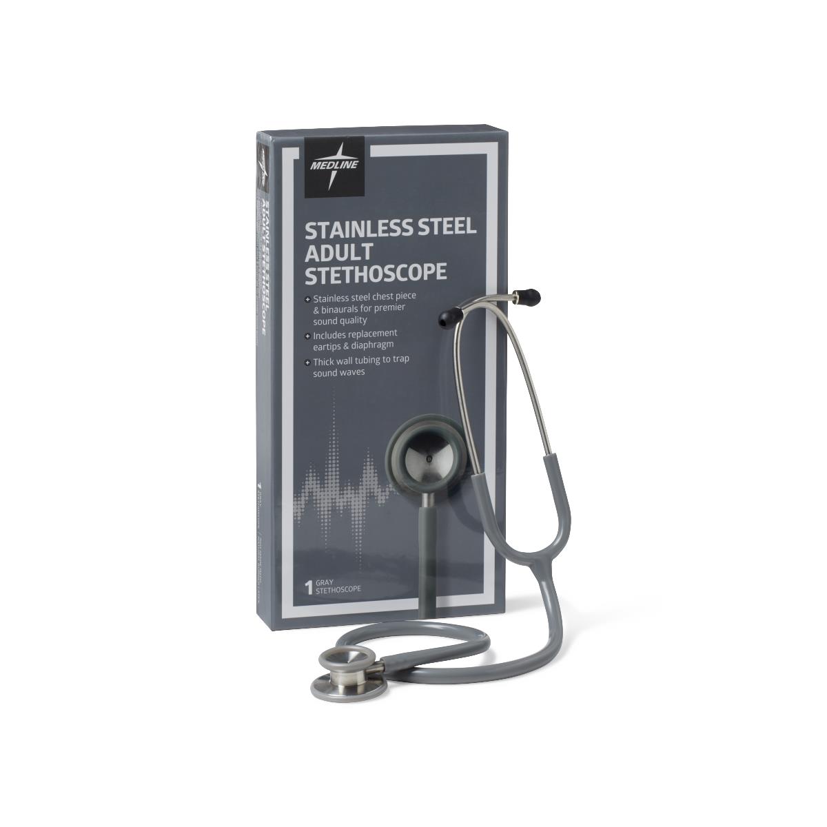 Elite Adult Stainless Steel Stethoscope, Gray, 1 EA (MDS92250) Each ...