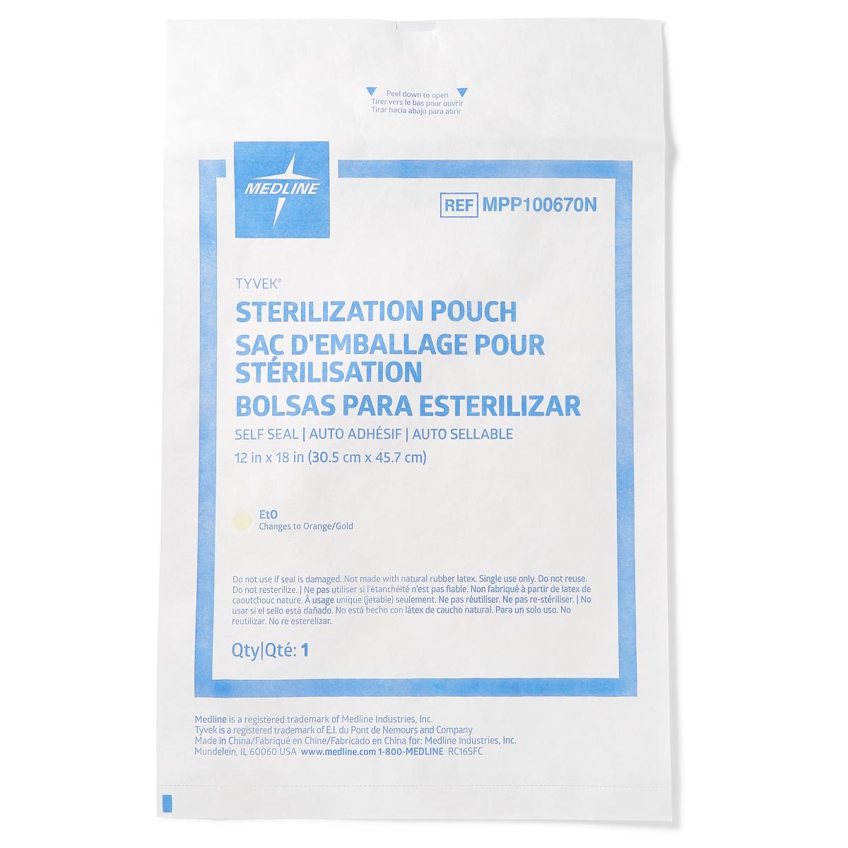Tyvek Sterilization Pouch, Self-Sealing, 12" x 18", 1000/CS (MPP100670 ...