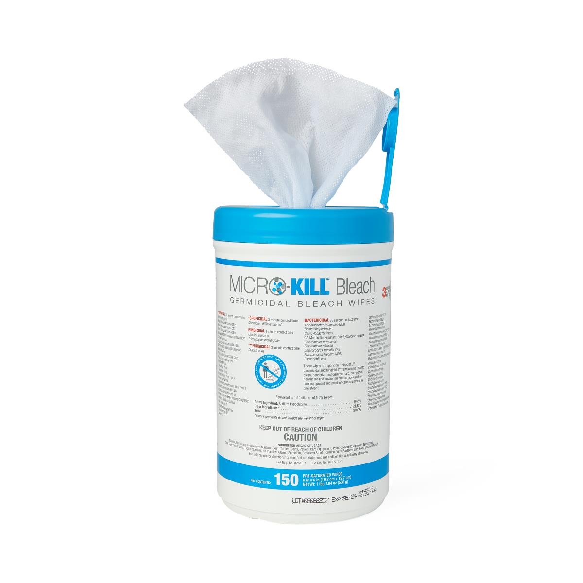 Micro-Kill Bleach Germicidal Bleach Wipes, 6" x 5", 150 count, 1 EA (M ...