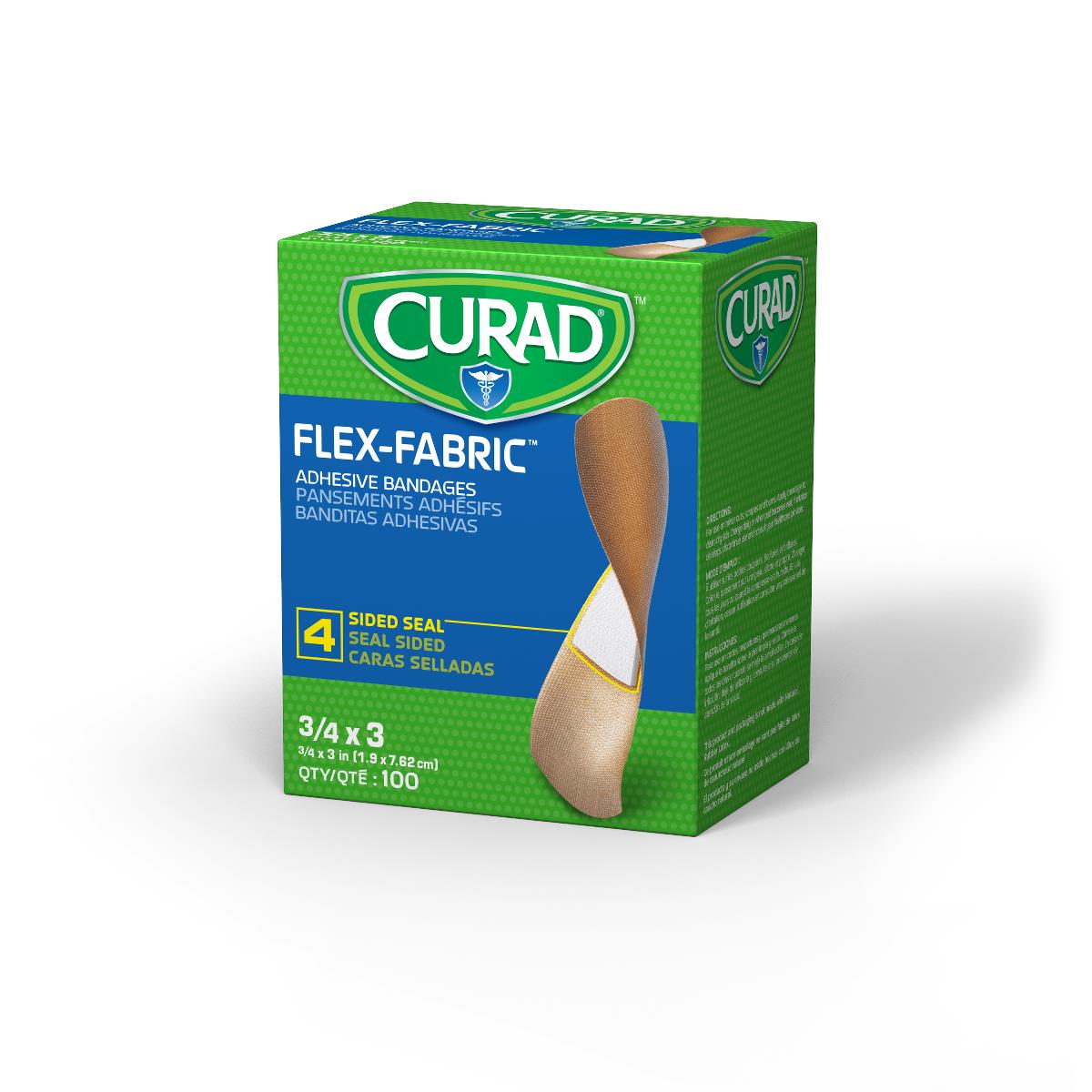 CURAD Flex-Fabric Adhesive Bandages, 3/4" x 3" Strips, Bulk Packaged ...
