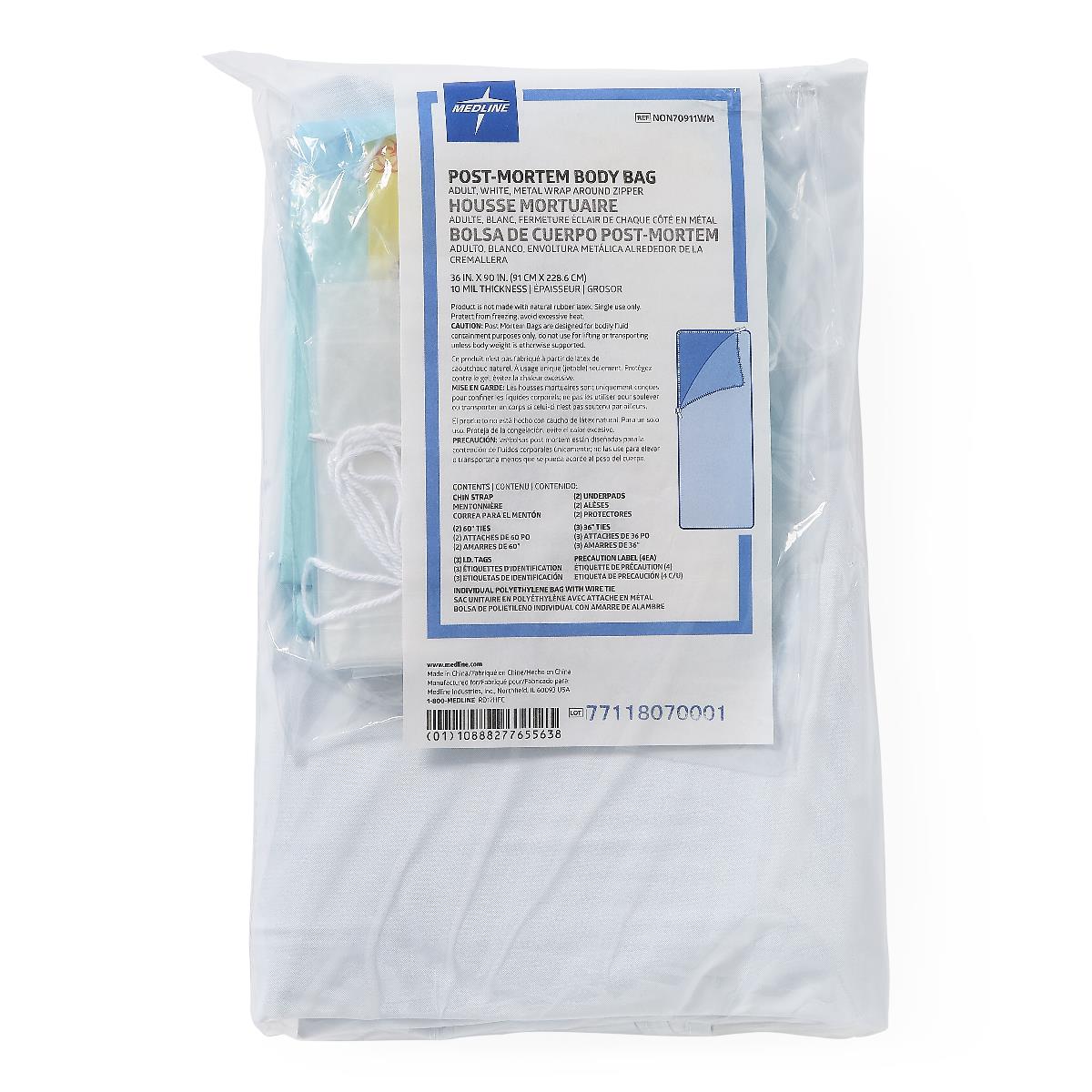Adult Post-Mortem Kit with Metal Wraparound Zipper, 450 lb. Limit, 36 ...