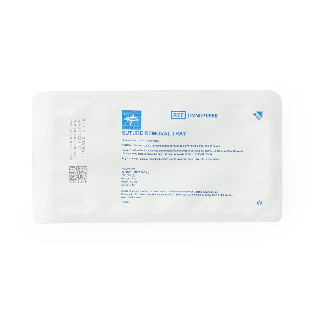 Suture Removal Tray with Stainless Steel Iris Forceps, 50/CS (DYND7090 ...