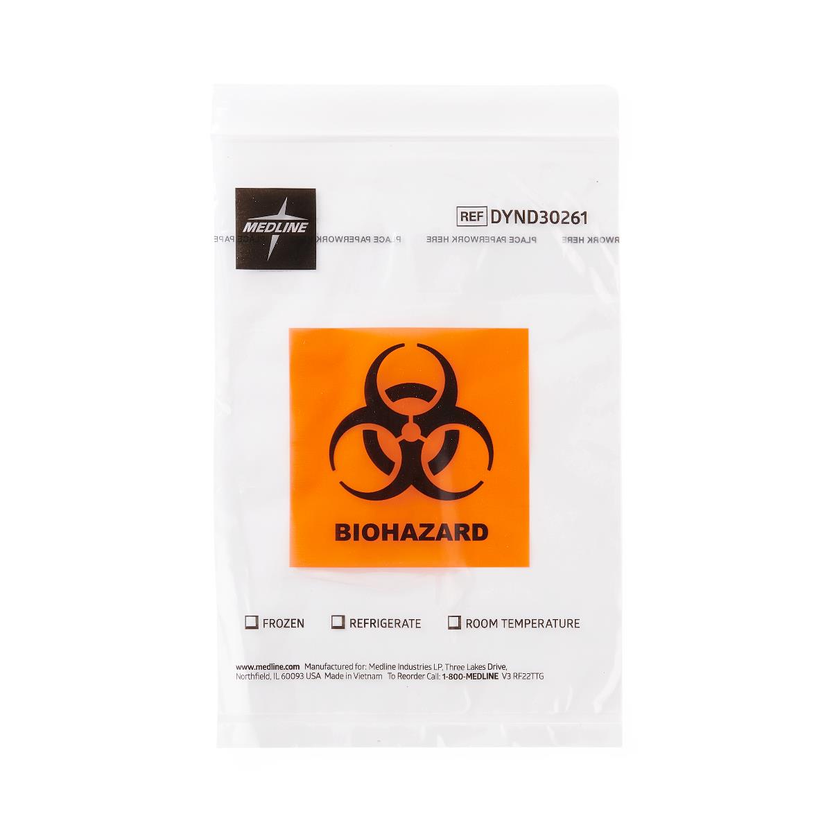 Zip-Style Biohazard Specimen Bag with Pocket, 6" x 9", 1000/CS (DYND30 ...