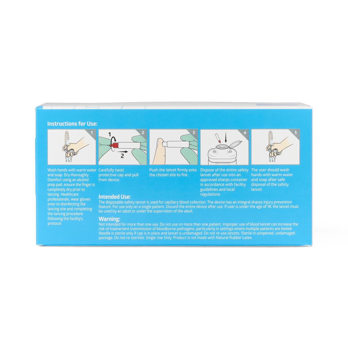 Sterile Safety Lancet with Pressure Activation, 30G x 1.5 mm, 100/BX ...