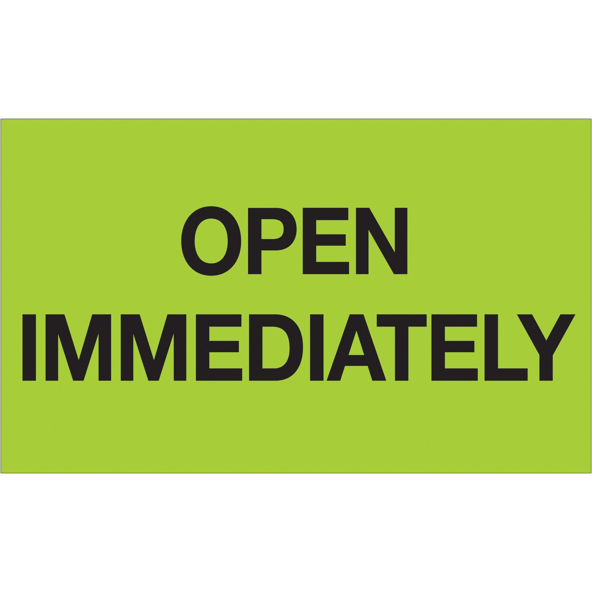 3 x 5" - "Open Immediately" (Fluorescent Green) Labels (DL1217) Roll O ...