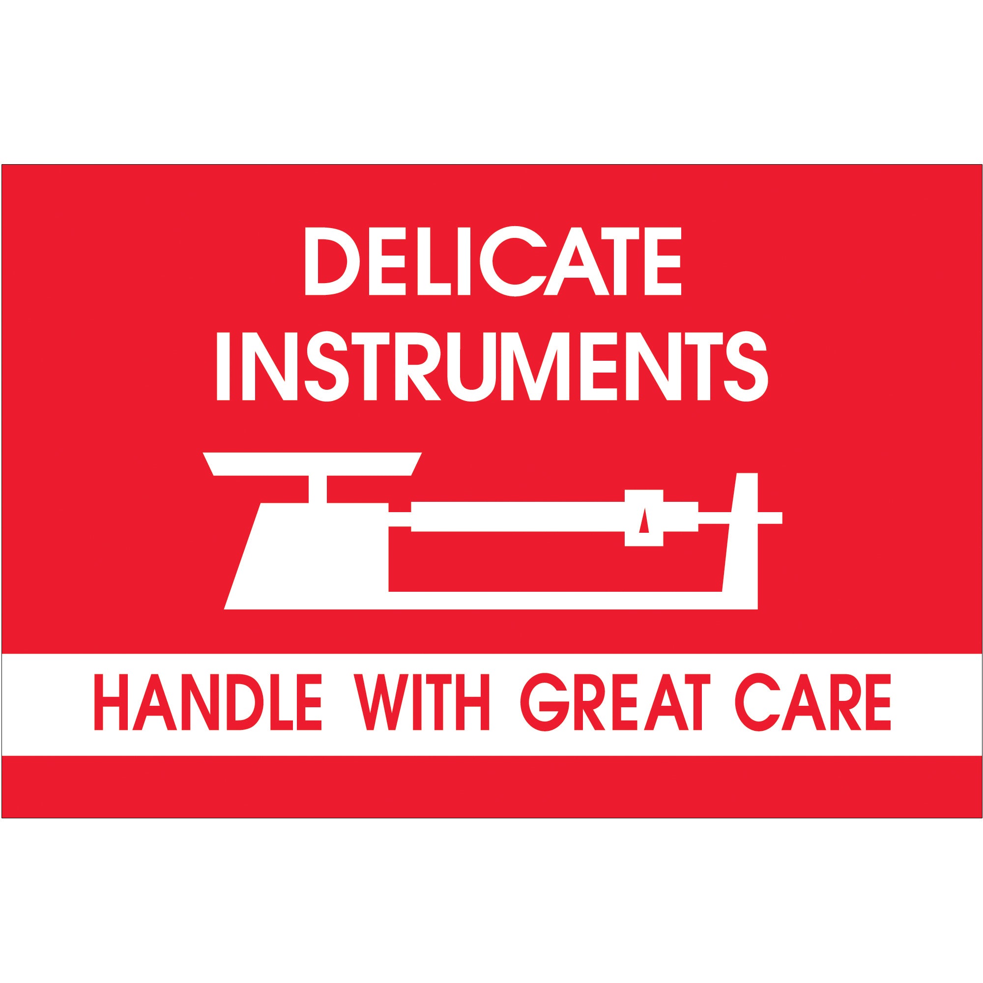 TAPE LOGIC® Fragile Labels, "Delicate Instruments - HWC", 2" x 3", Red ...