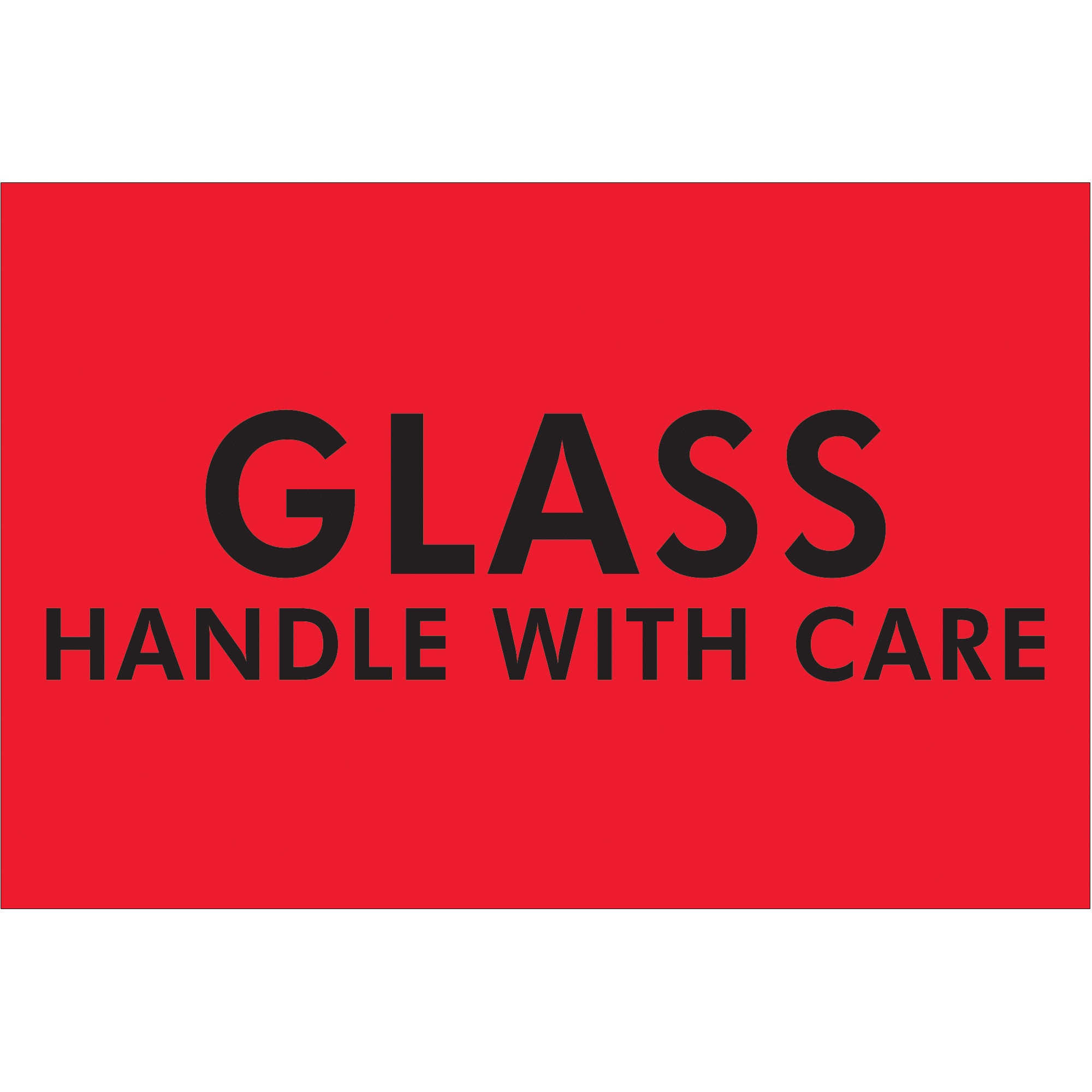 2 x 3" - "Glass - Handle With Care" (Fluorescent Red) Labels (DL3621 ...