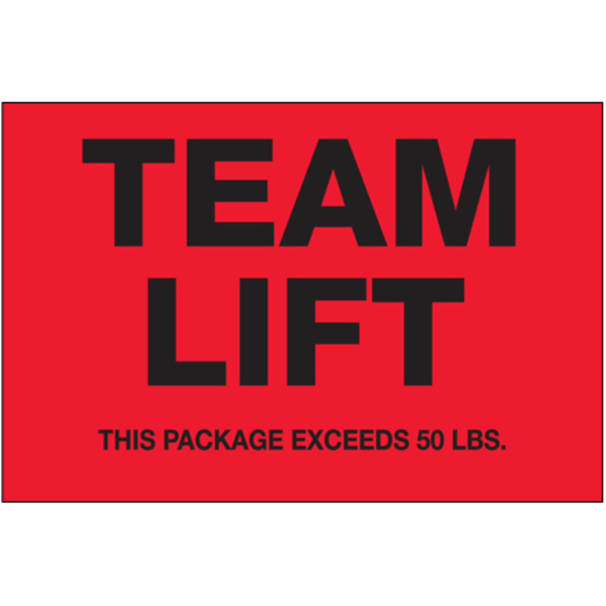 2 x 3" - "Team Lift" (Fluorescent Red) Labels (DL7016) Roll Of 500 ...