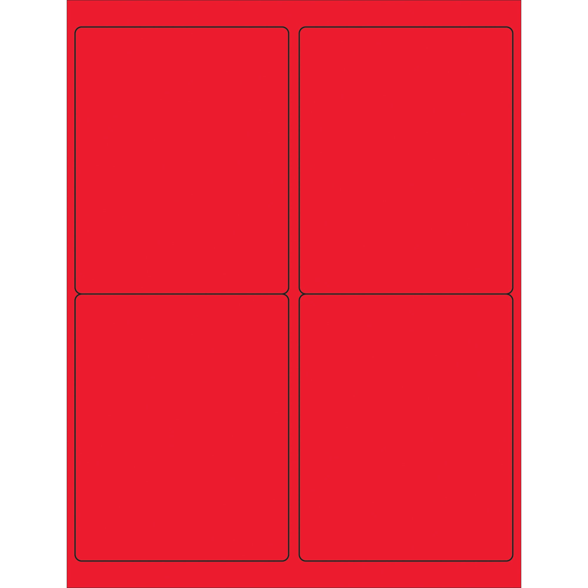 4 x 5" Fluorescent Red Rectangle Laser Labels (LL181RD) Case Of 400 ...