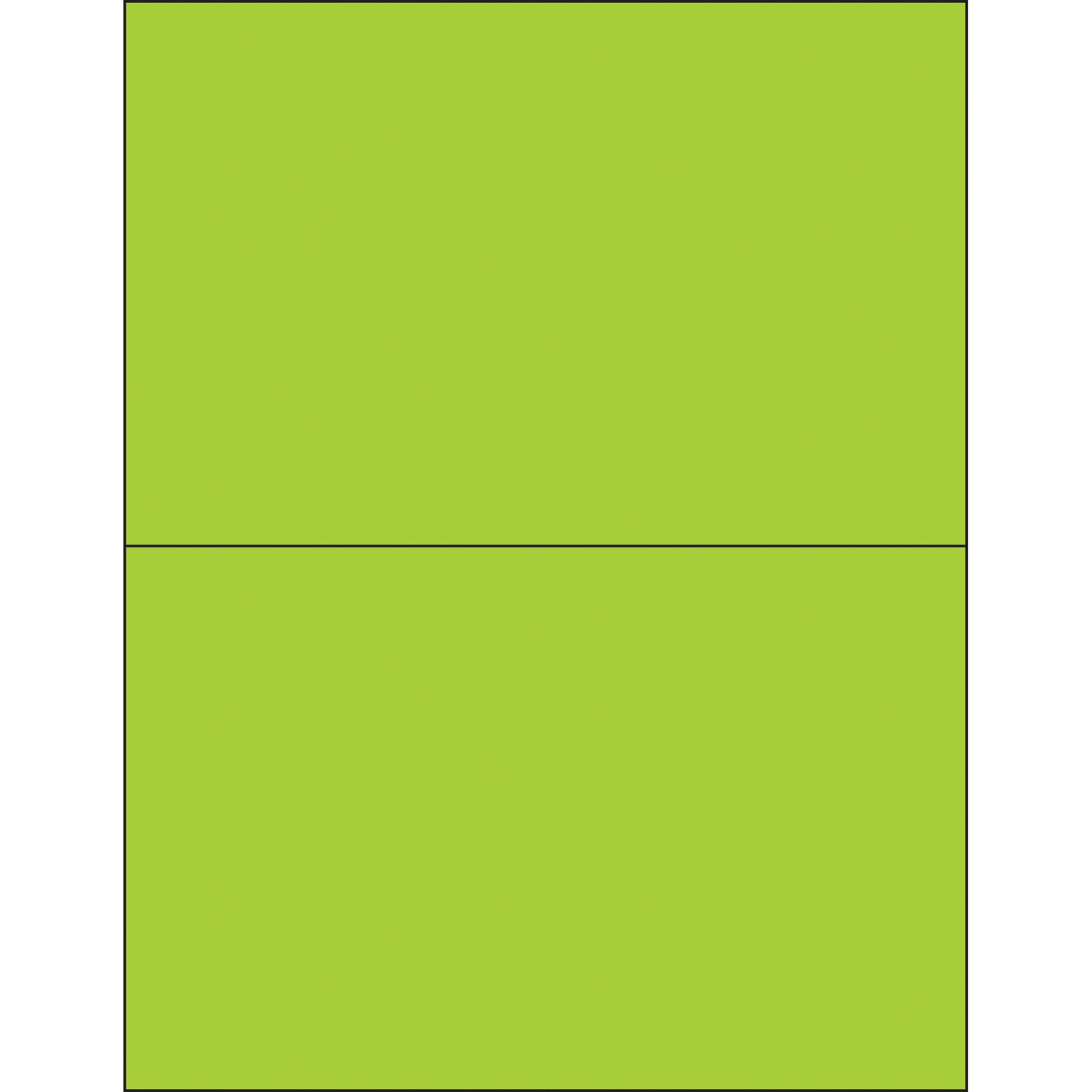 8 1/2 x 5 1/2" Fluorescent Green Removable Rectangle Laser Labels (LL4 ...