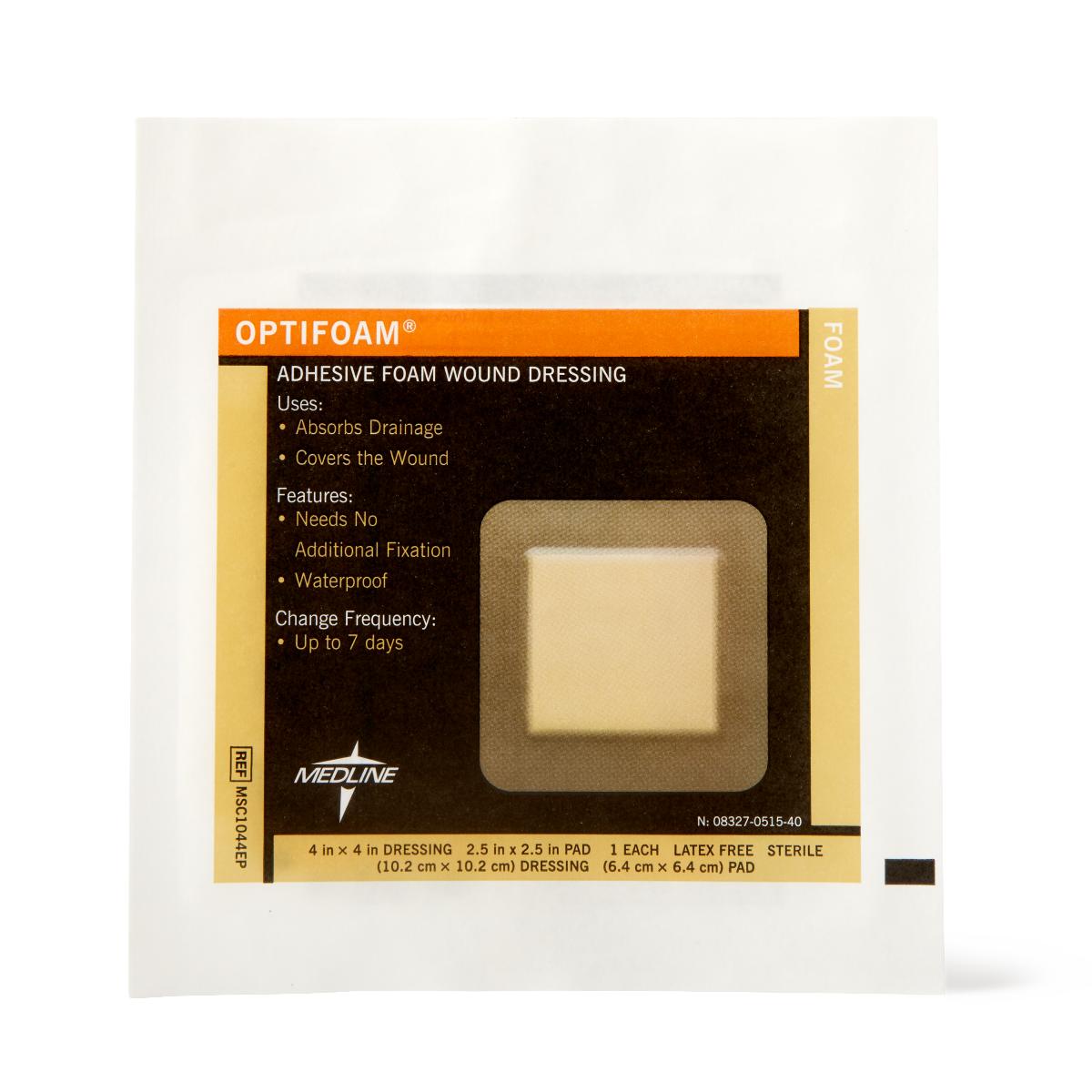 Optifoam Adhesive Foam Wound Dressings, 4" x 4", in Educational Packag ...