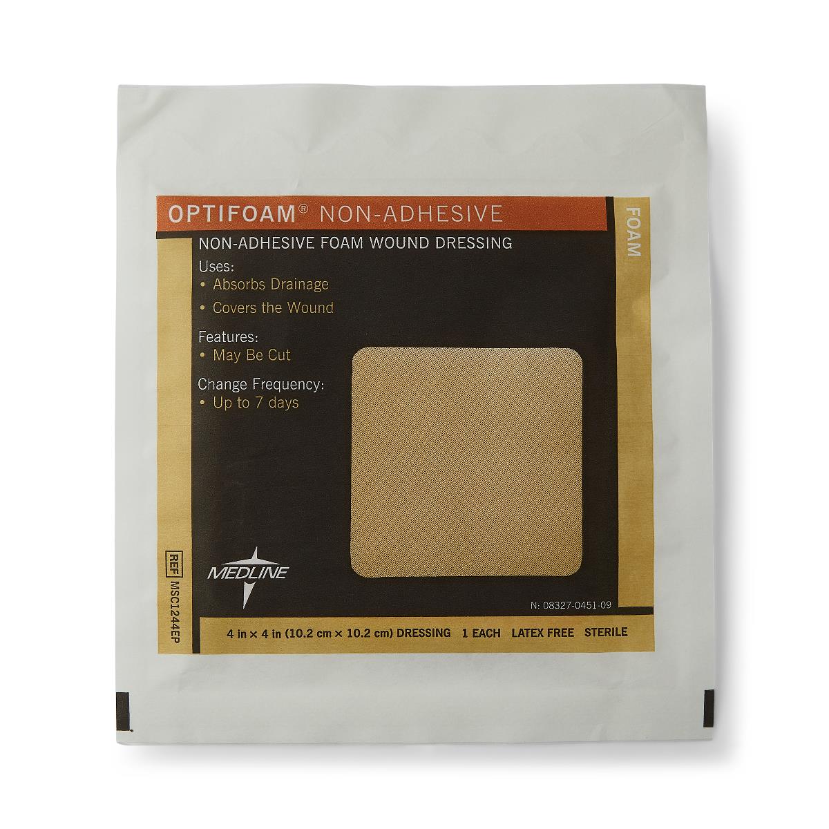 Optifoam Nonadhesive Foam Wound Dressing in Educational Packaging 4" x ...