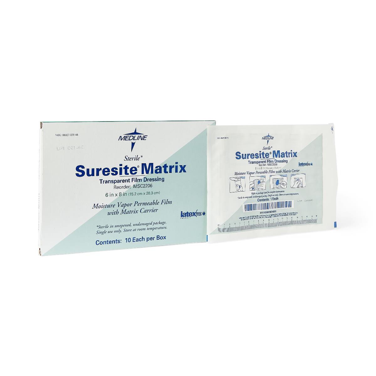 SureSite Matrix Transparent Film Dressing, 6" x 8", 10/BX (MSC2206Z) B ...