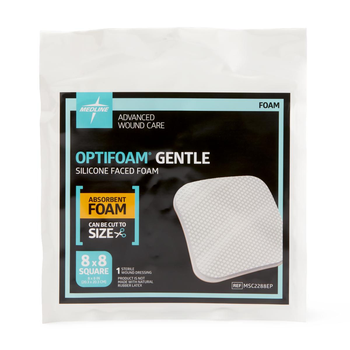 Optifoam Gentle Silicone-Faced Foam Dressing, 8" x 8", in Educational ...