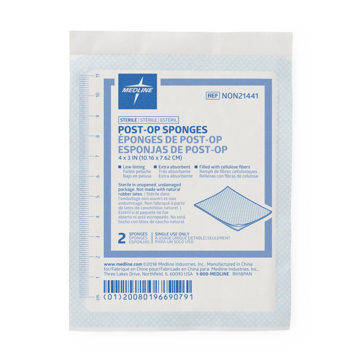Sterile Post-Op Gauze Sponge, 4" x 3", 2/PK (NON21441H) Pack of 2 ...