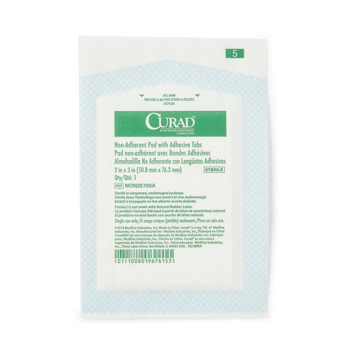 Sterile Nonadherent CURAD Pad with Adhesive Tabs, 2" x 3", 100/BX (NON ...