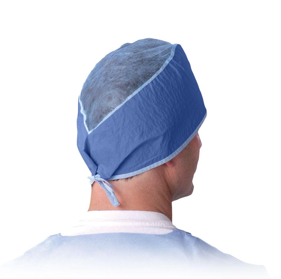 Sheer-Guard Disposable Tie-Back Surgeon Caps, Multilayer Material, Blu ...