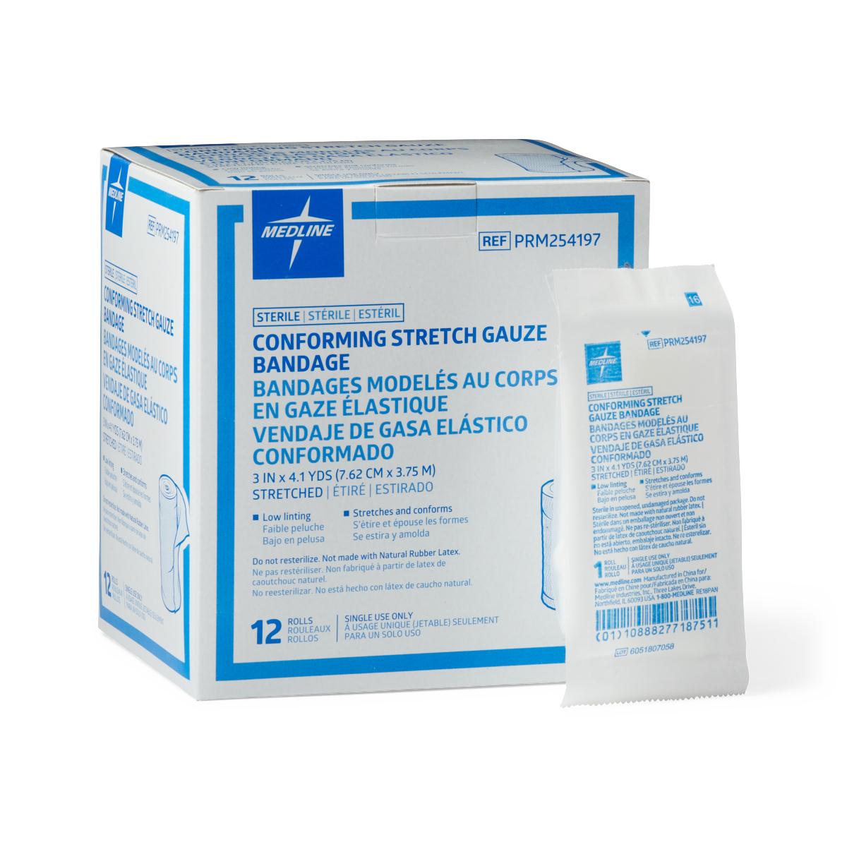 Sterile Conforming Gauze Bandage, 3" x 4.1 yd., 96/CS (PRM254197) Case ...