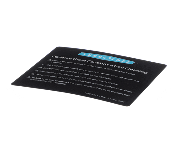 TurboChef Hhc-6653 Label, Hhc, Cleaning And Servicing (TBCHHC-6653) Ea ...
