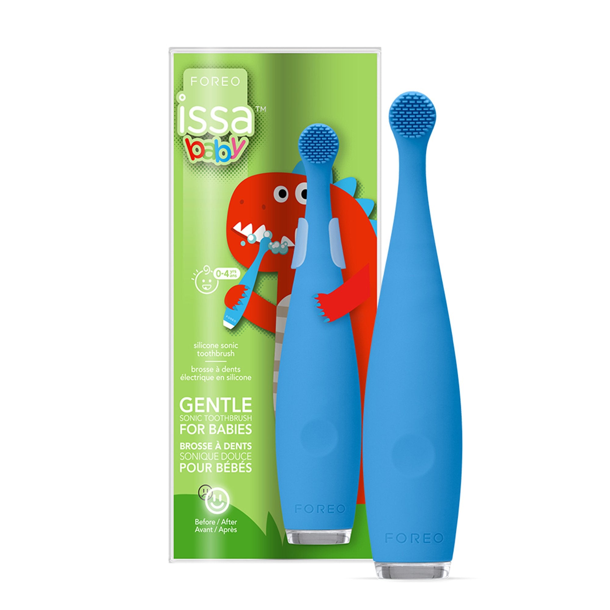 ISSA™ baby Sonic Toothbrush Bubble Blue Dino Ages Birth to 4 Years Sil ...