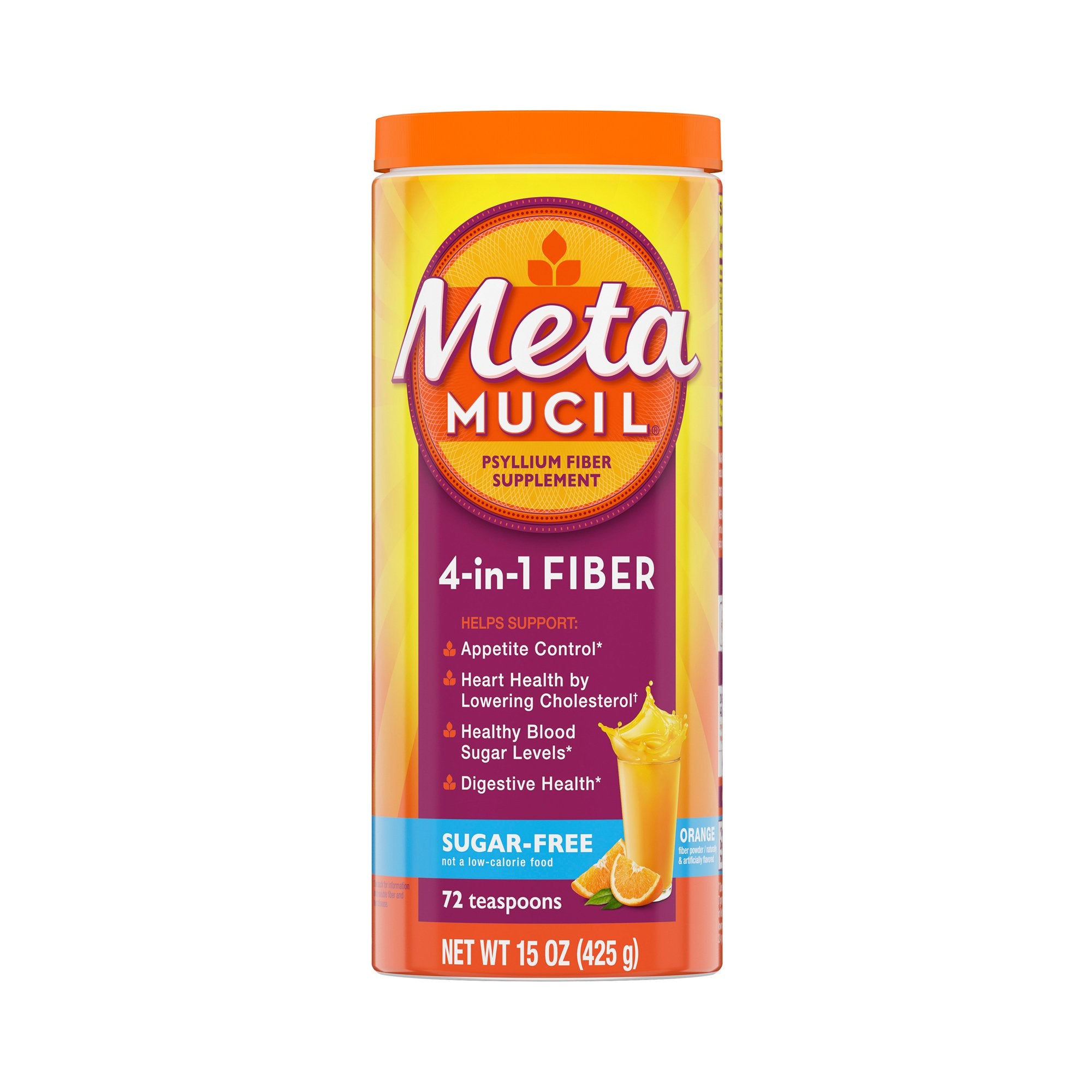 Metamucil® Fiber Supplement Orange Flavor Powder 15 oz. 3.4 Gram Stren ...