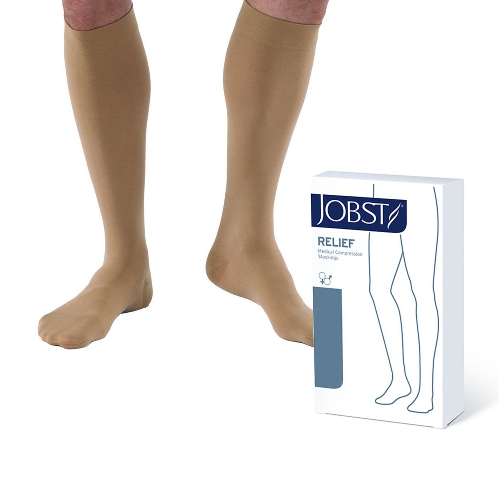Jobst® Relief Compression Stocking Knee High Medium Beige Closed Toe ...
