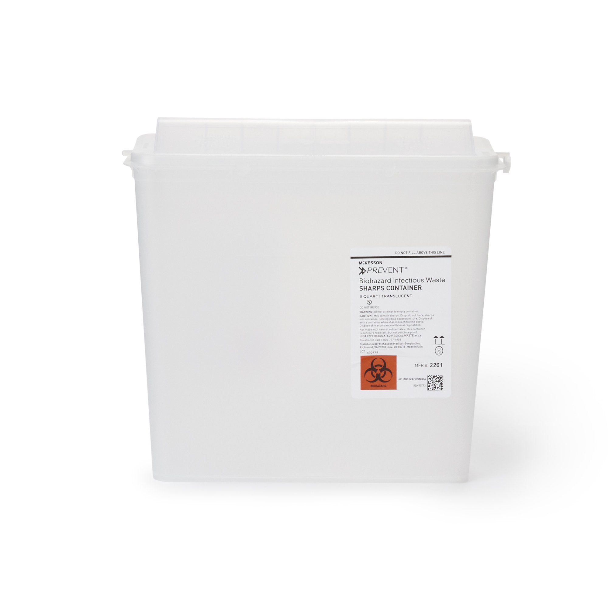 McKesson Prevent® Sharps Container Translucent Base 10-3/4 H X 10-1/2 ...