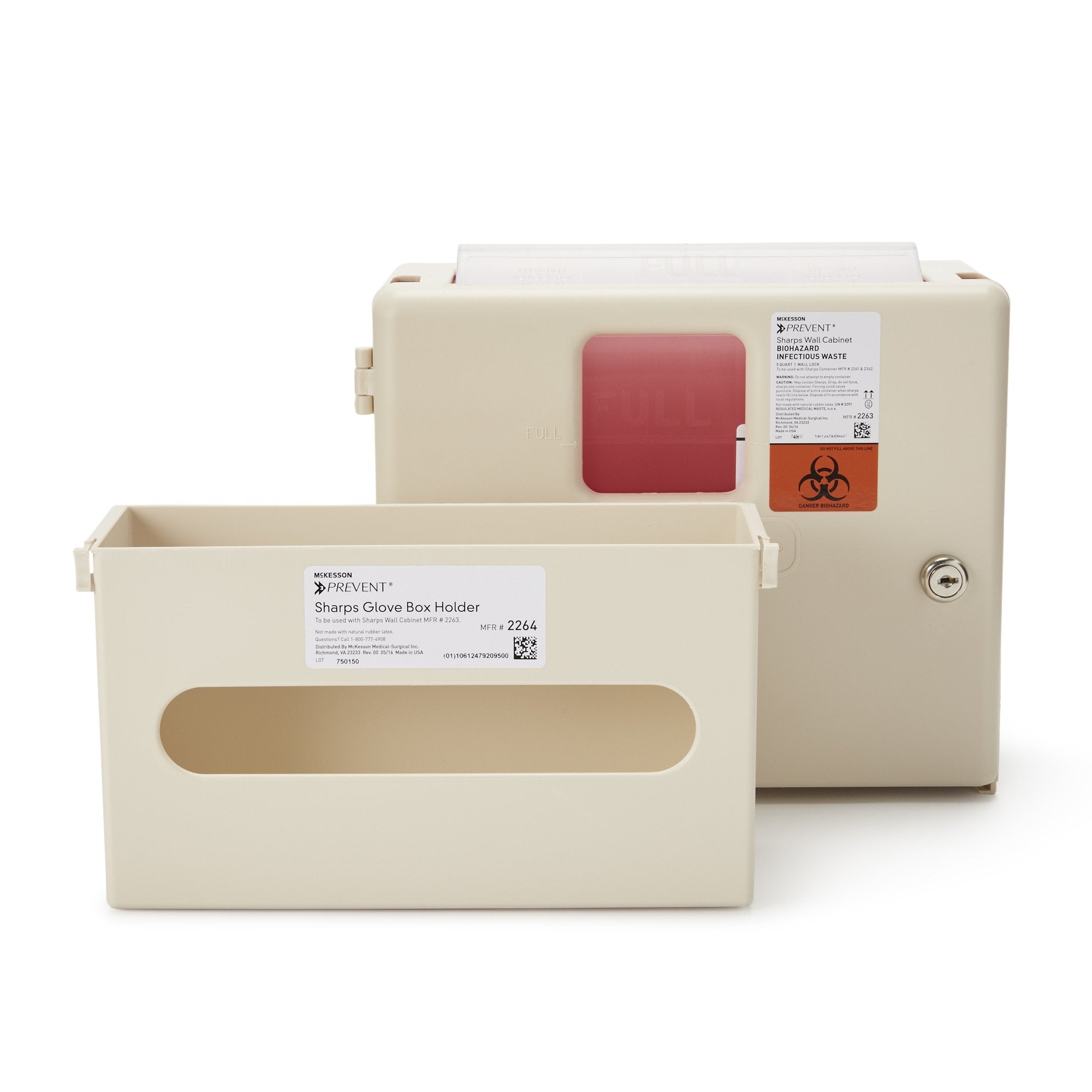 McKesson Prevent® Sharps Container Cabinet / Wall Enclosure with Glove ...