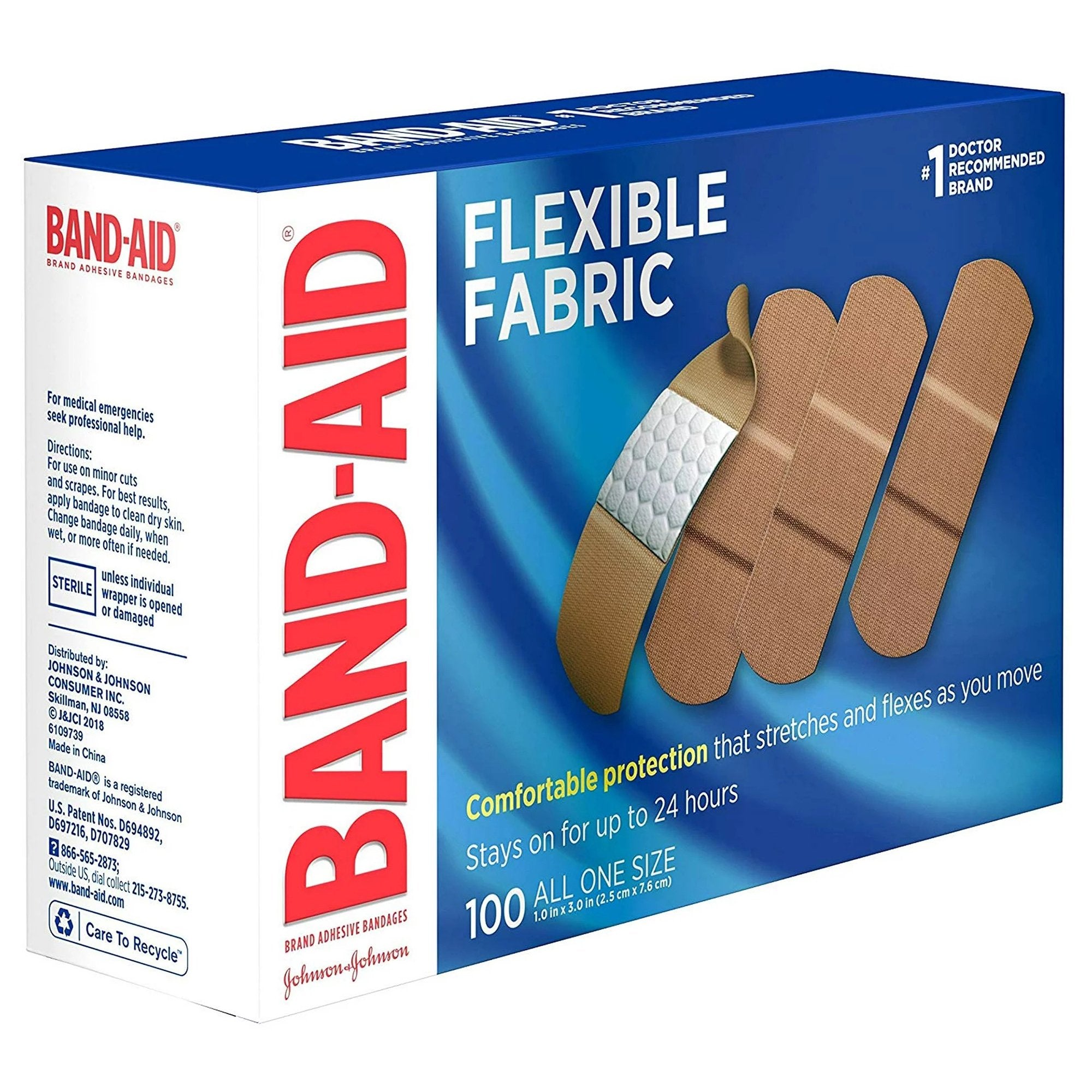 Band-Aid® Adhesive Strip 1 X 3 Inch Fabric Rectangle Tan Sterile (1158 ...