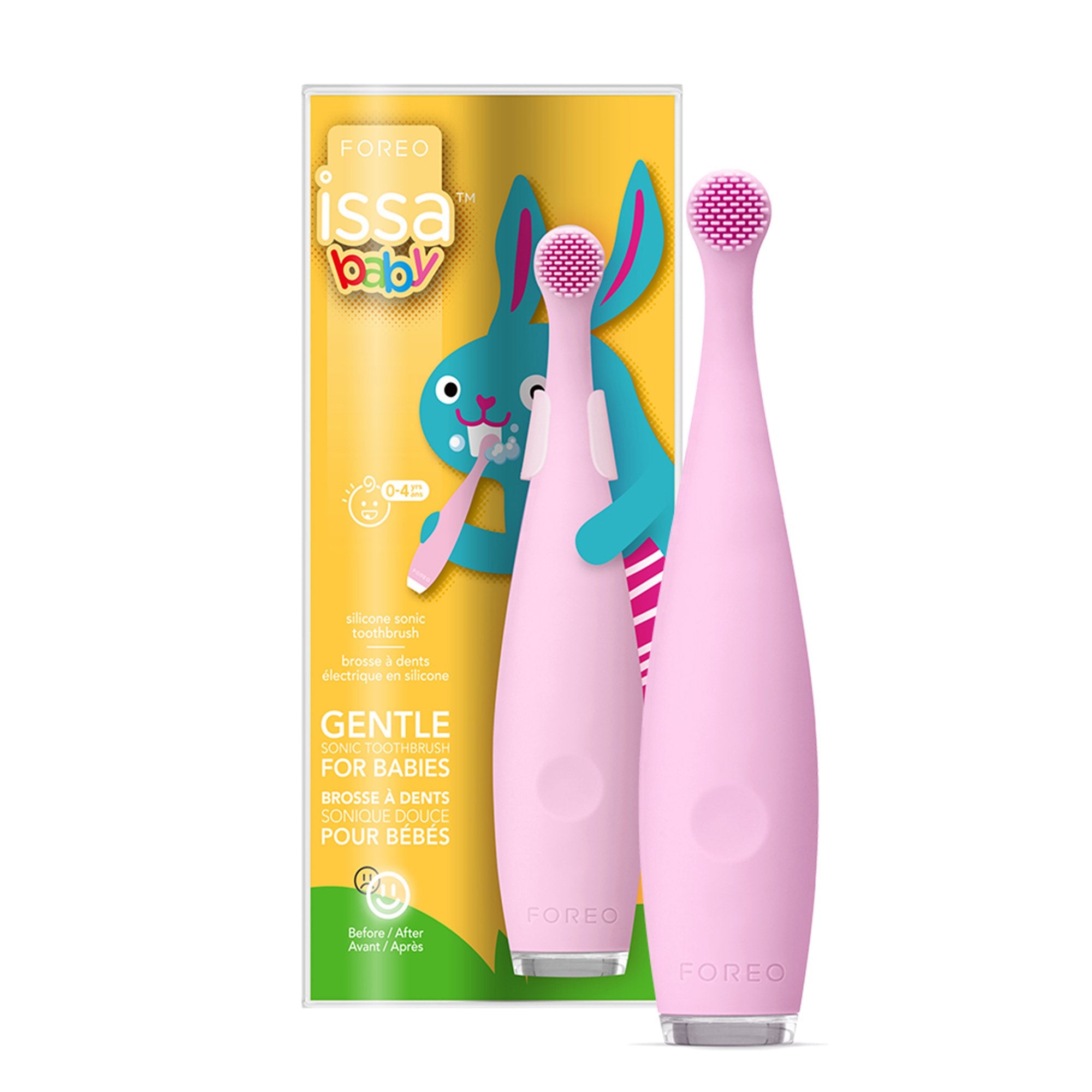 ISSA™ baby Sonic Toothbrush Pearl Pink Bunny Ages Birth to 4 Years Sil ...