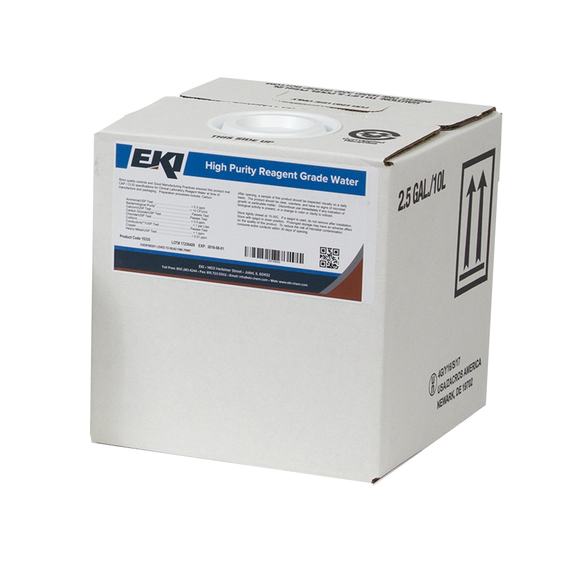 EKI Chemistry Reagent Deionized Water Reagent Grade / ASTM Type I 100% ...