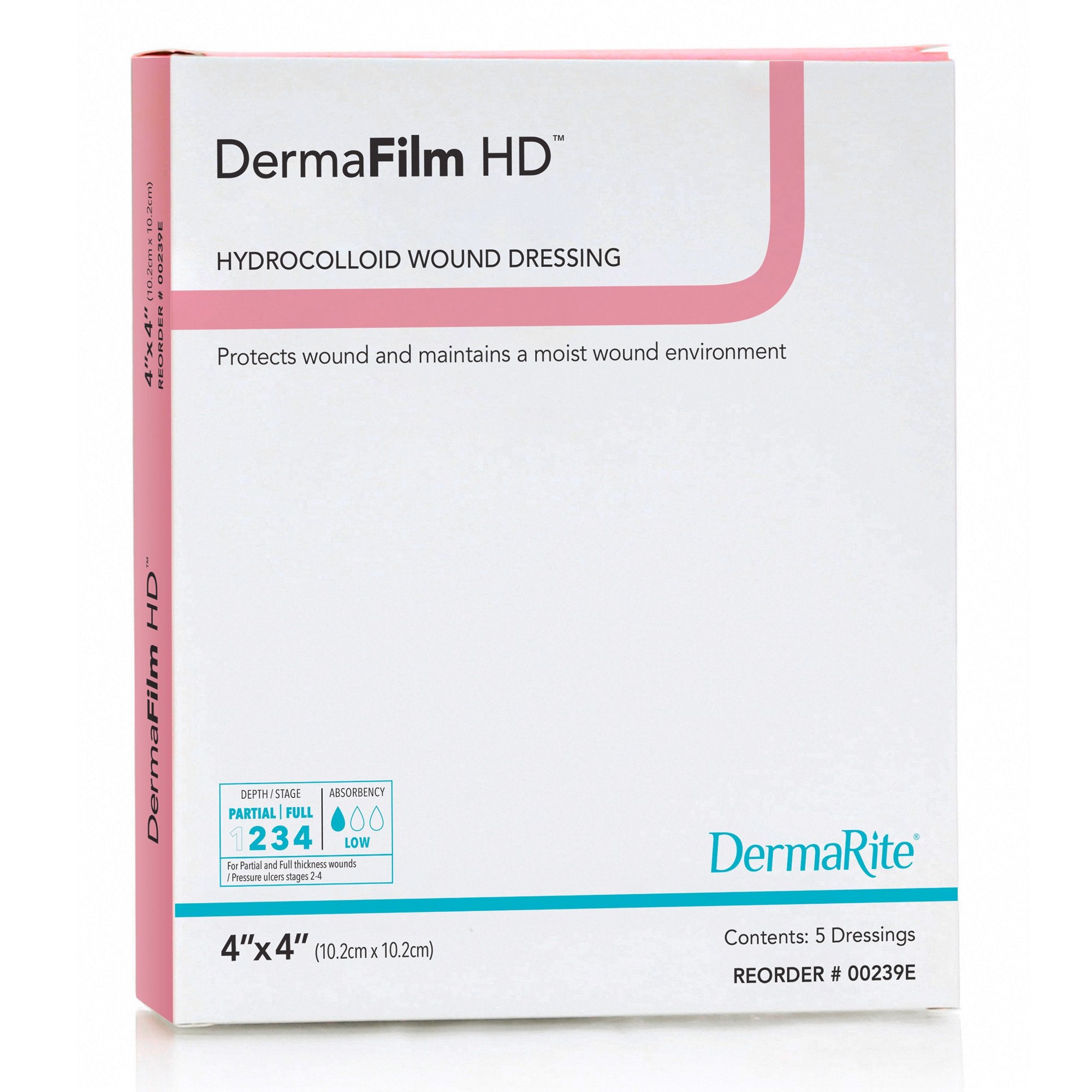 DermaFilm® HD Hydrocolloid Dressing Film Backing 4 X 4 Inch Square Hyd ...