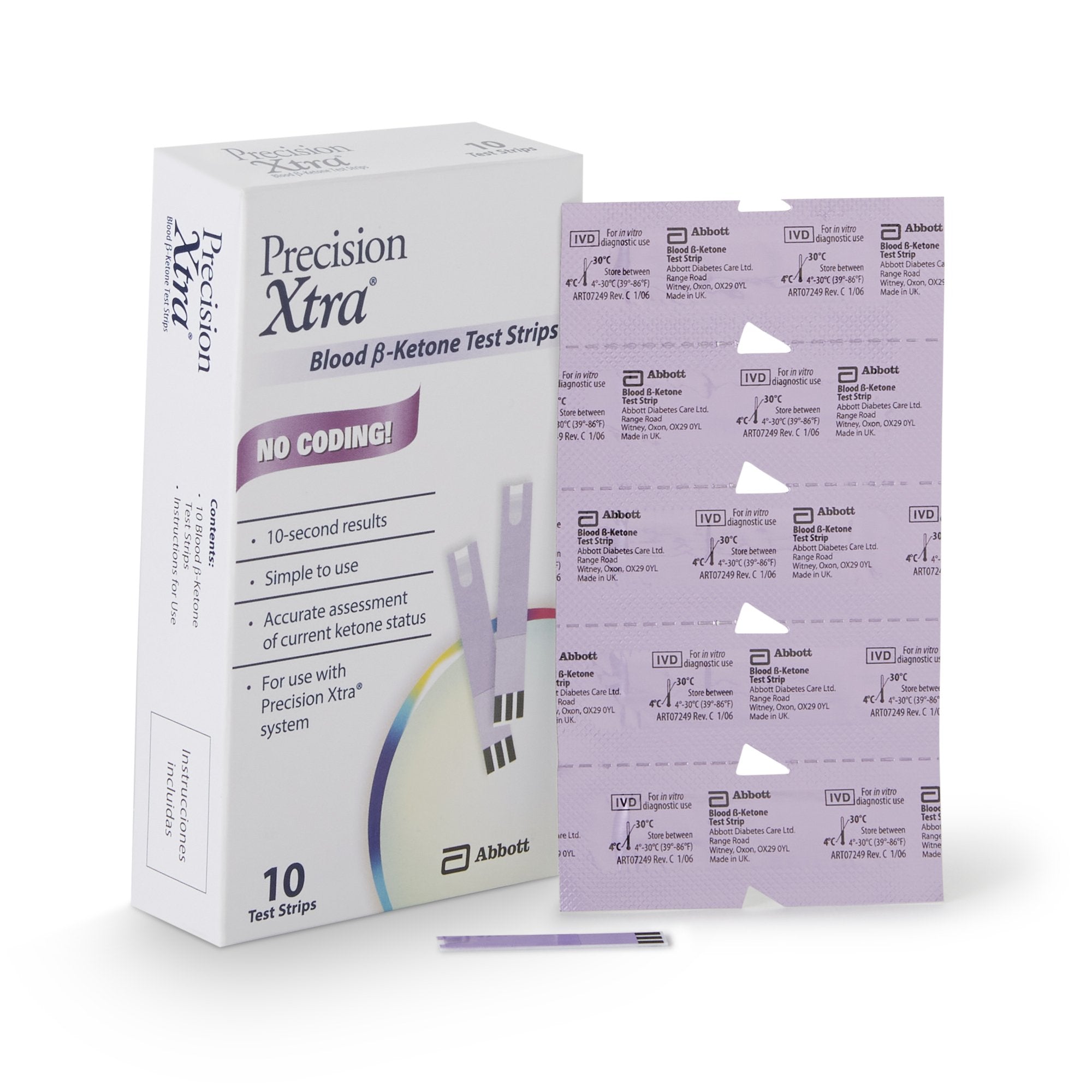Precision Xtra® Blood Glucose and Ketone Test Strips 10 Strips per Pac ...