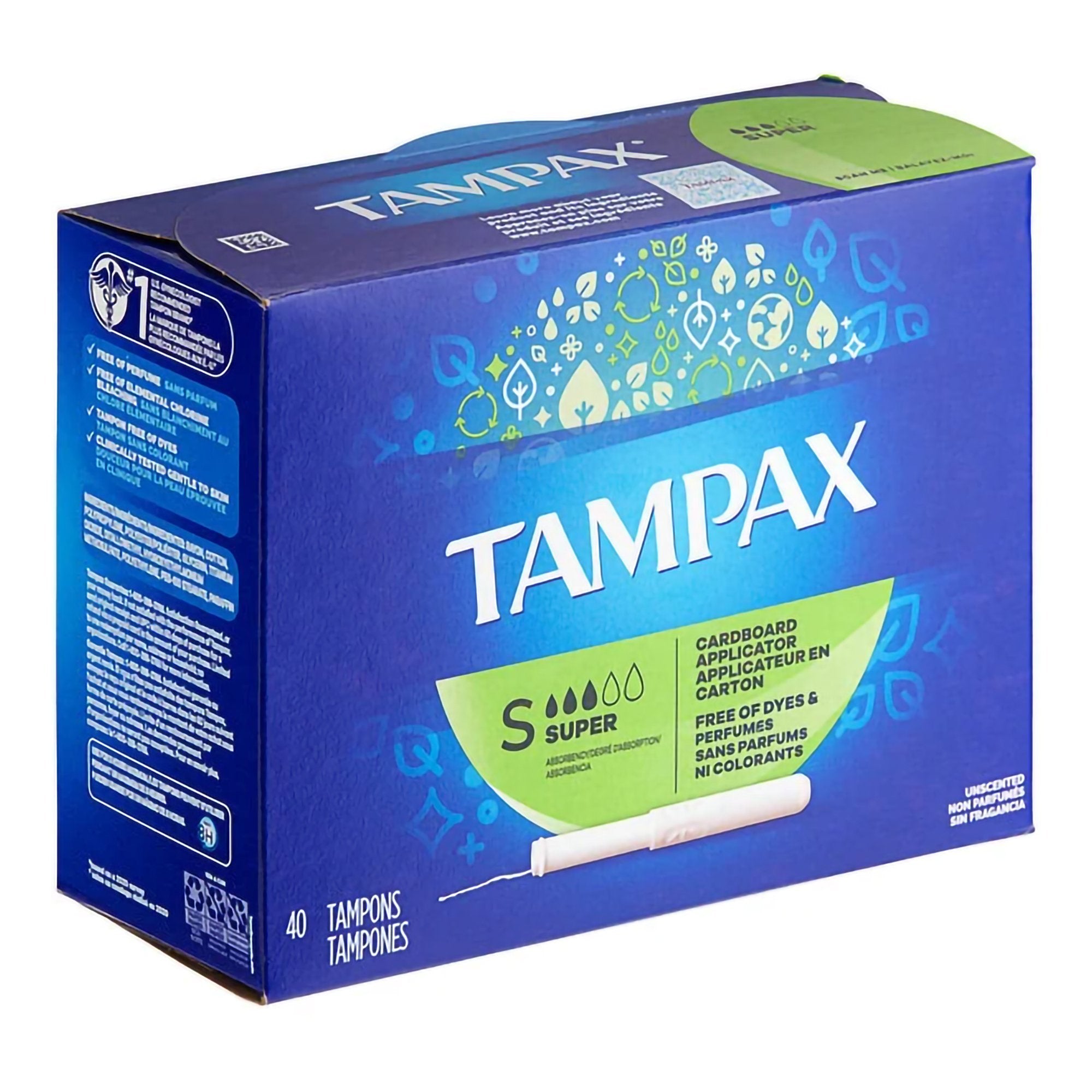 Tampax® Tampon Super Absorbency Cardboard Applicator Individually Wrap ...